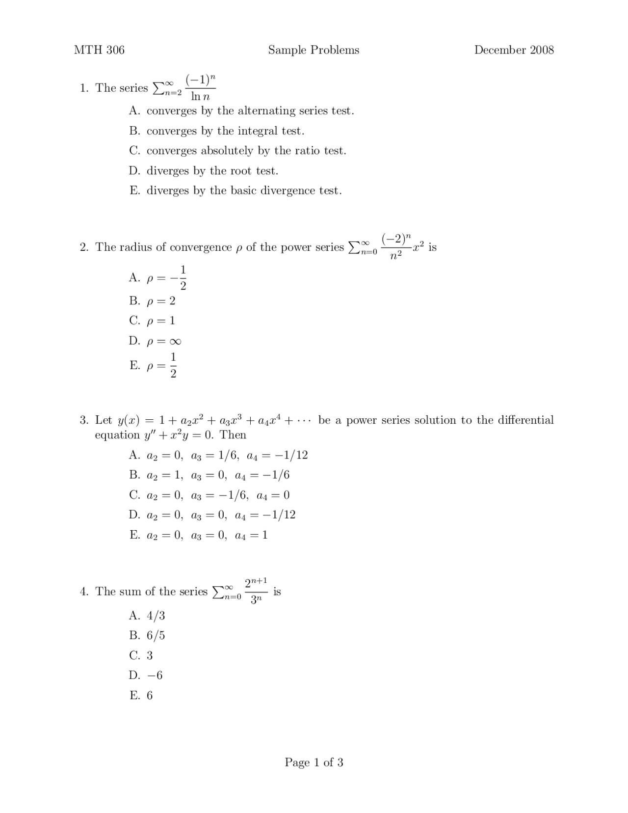 Sample Problems Chemical Fundamentals Ii Matrix And Power Series