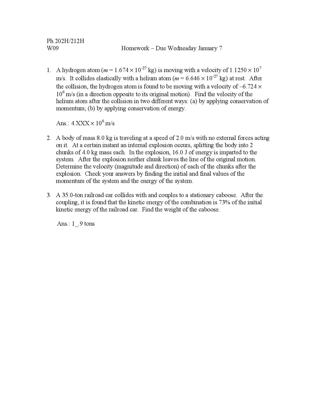 Answers to Practice Homework - General Physics with Calculus | PH 212 ...