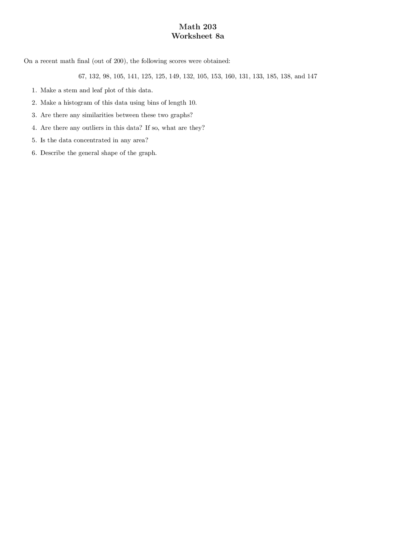 Introduction To The Contemporary Mathematics Review Sheet Math 203