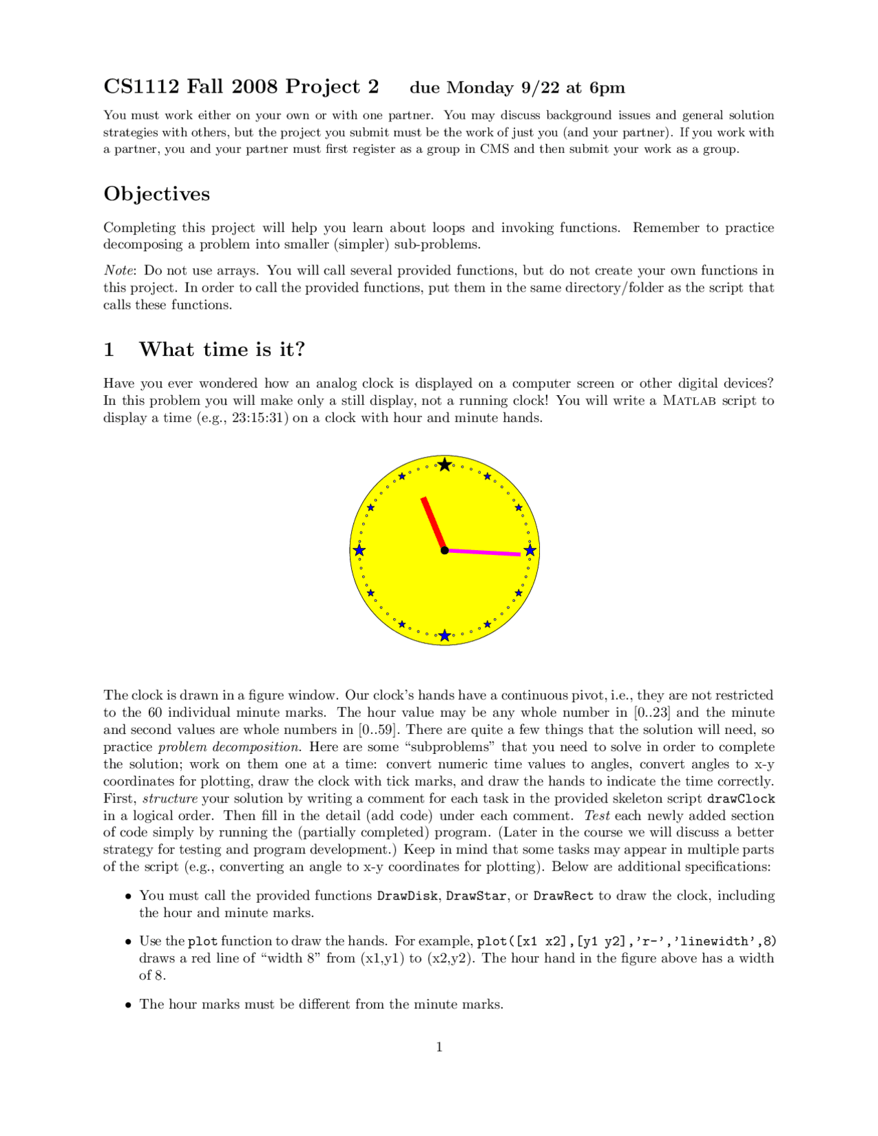 Project 2 On Cms Introduction To Computing Using Matlab Cs 1112