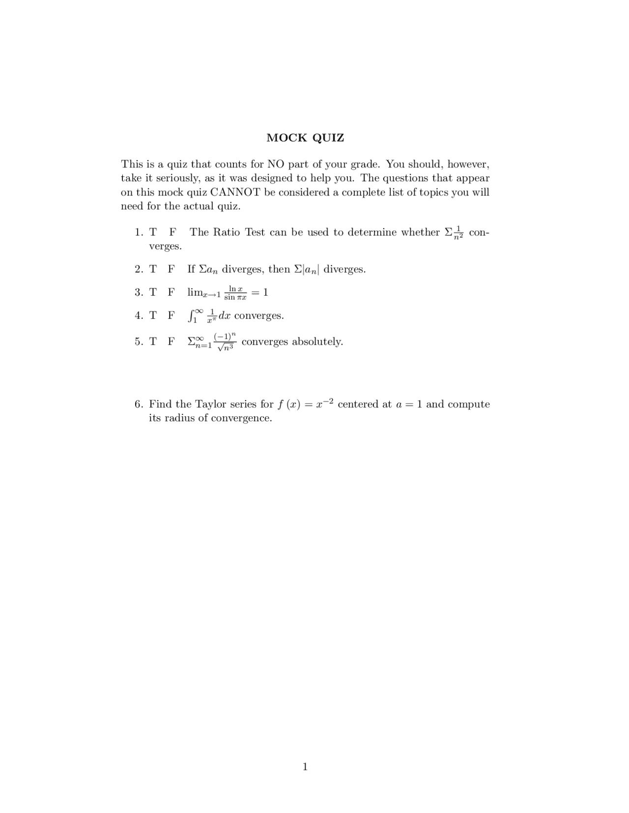 First Year Interest Group Of Seminar Mock Quiz N 1 Docsity