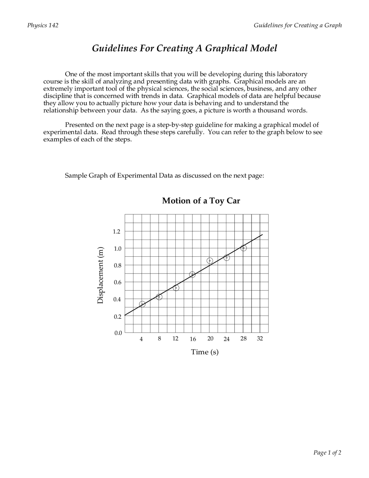 Guidelines For Creating A Graphical Model Phys 142 Docsity