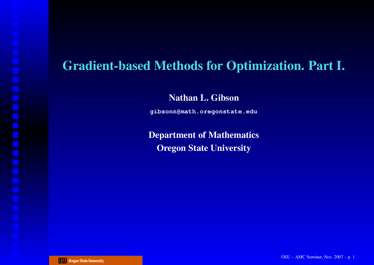 Gradient Based Methods For Optimization Lecture Slides Mth 654