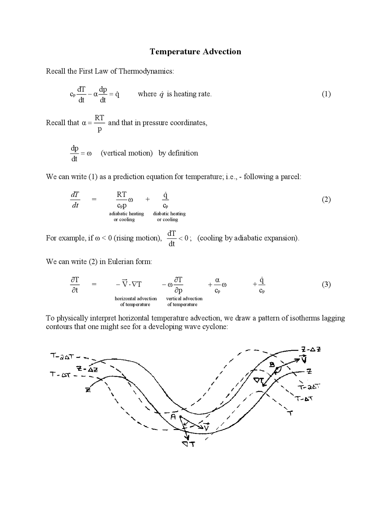Temperature Advection Of Synoptic Meteorology Laboratory Final Exam