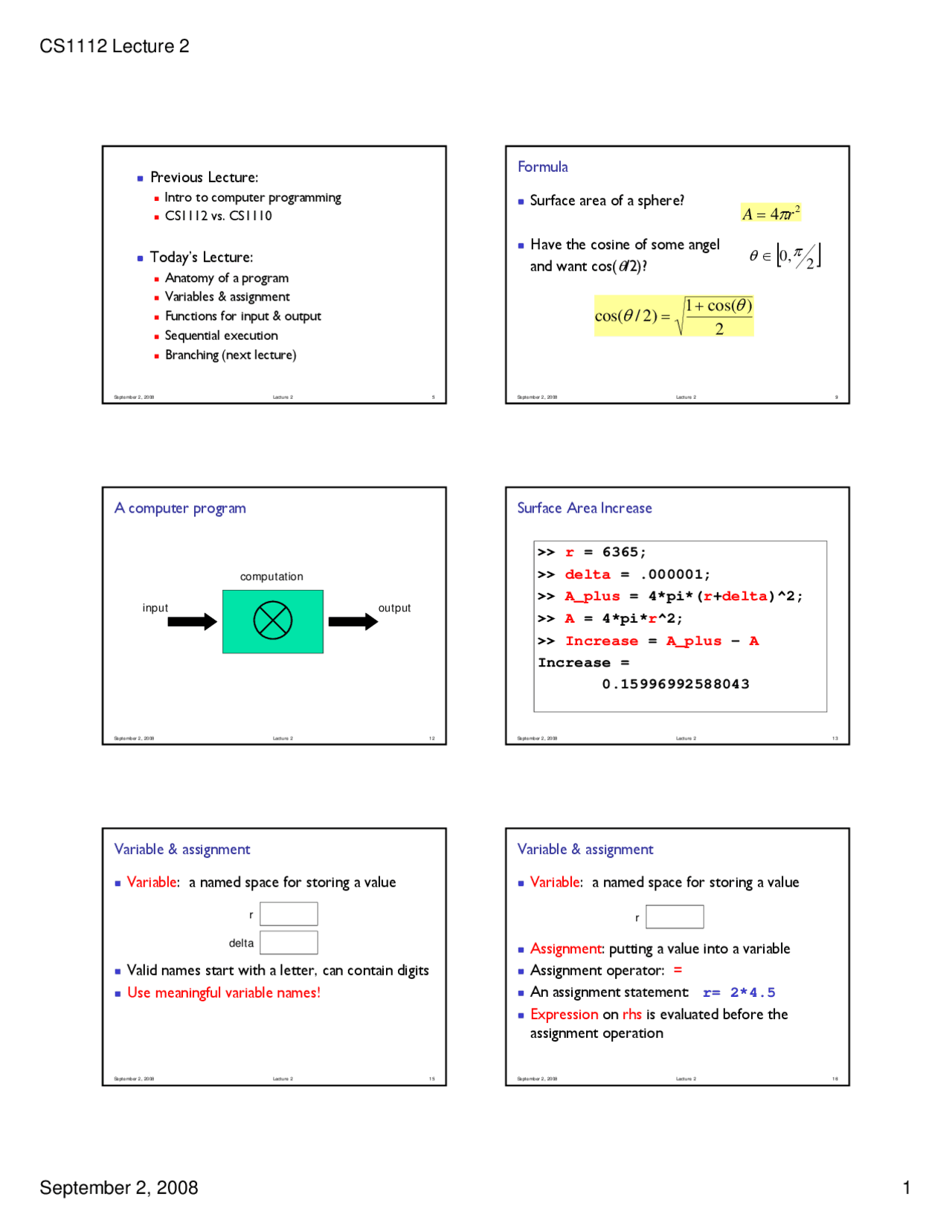Functions For Input And Output Anatomy Of Program Lecture Notes Cs 1112 Docsity 8934