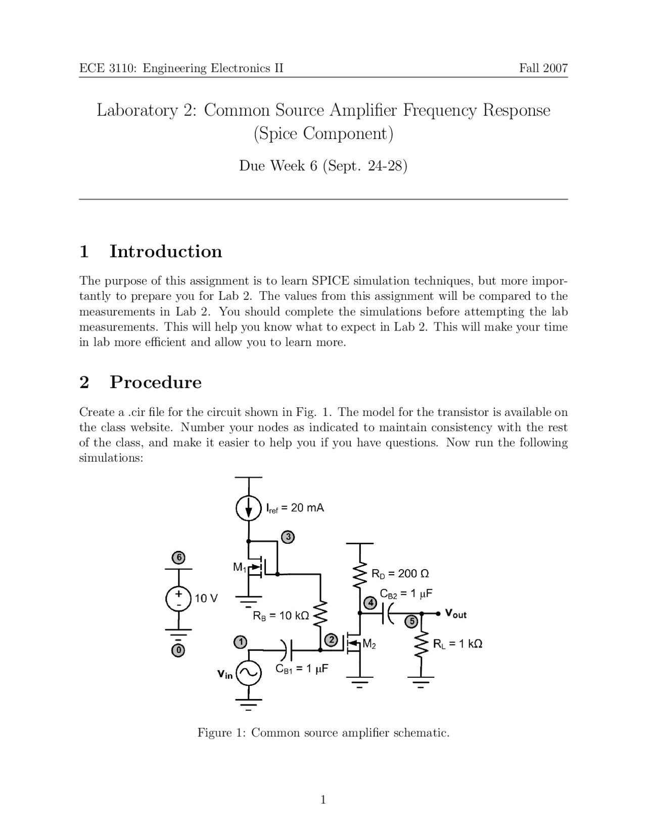 Common Source Amplifier Frequency Response | ECE 3110 - Docsity