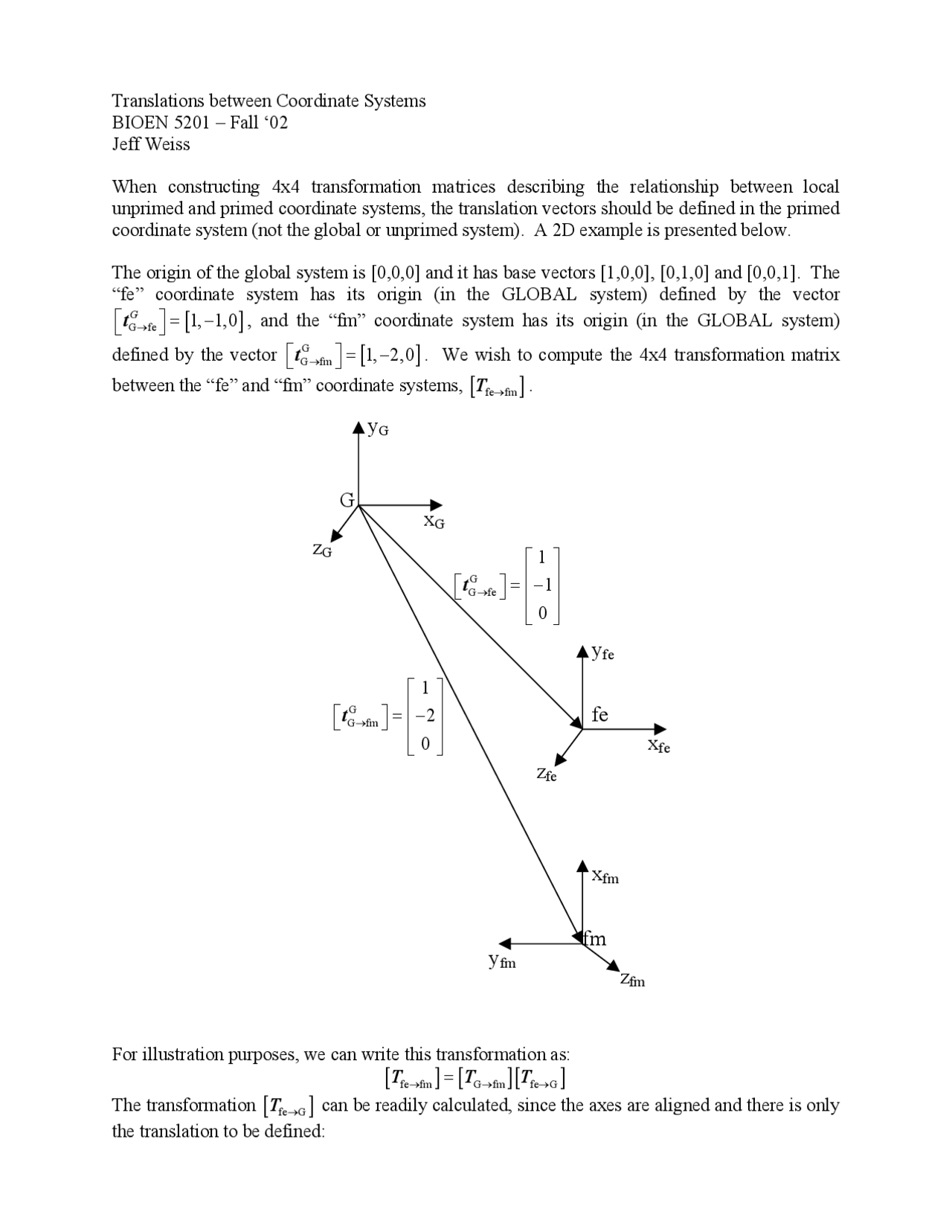 Translations Between Coordinate Systems in Biomechanics - Lab | BIOEN ...
