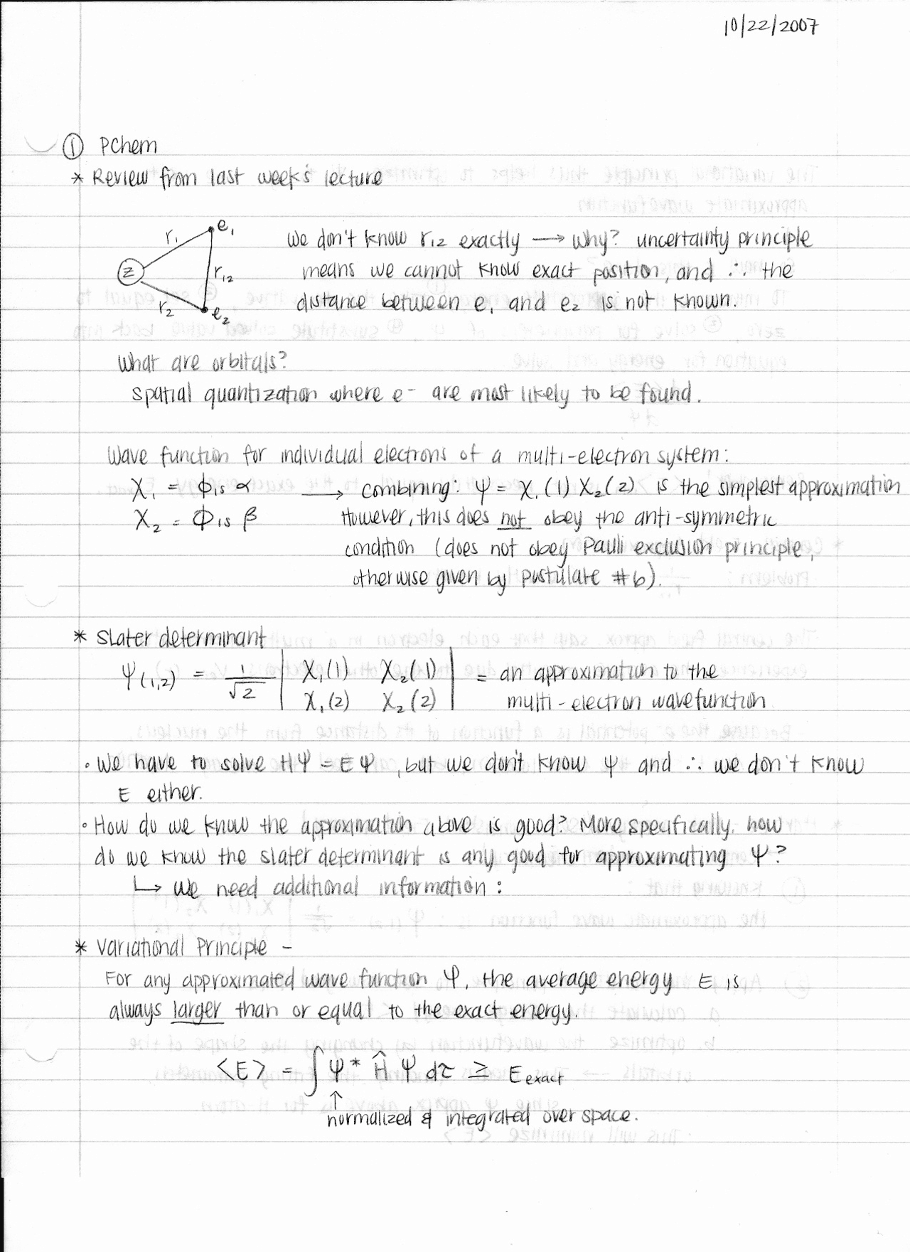 Lecture Handout On Orbitals Quantum Chemistry Chem 3060 Docsity