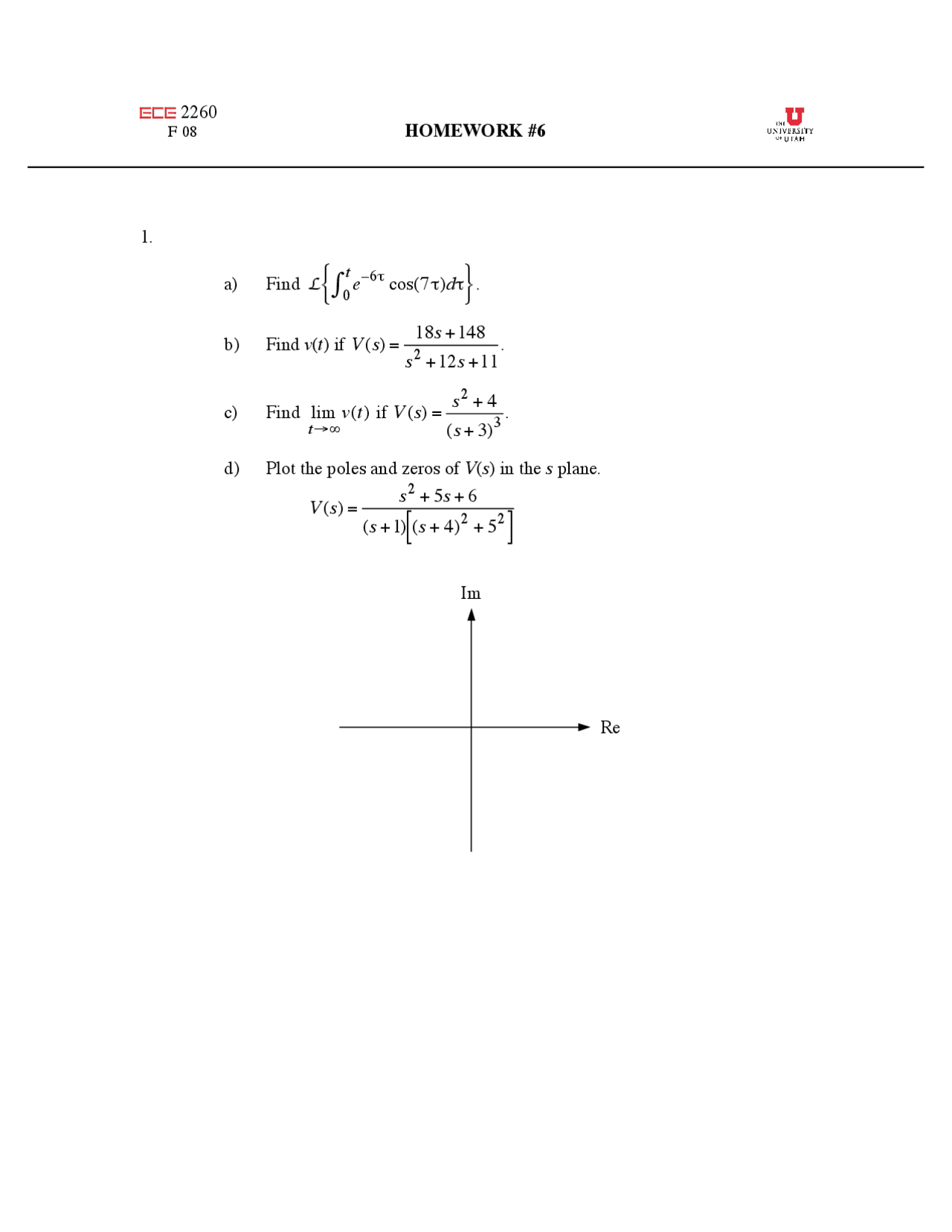 Practice Homework 6 - Fundamentals of Electric Circuits | ECE 2260 - Docsity