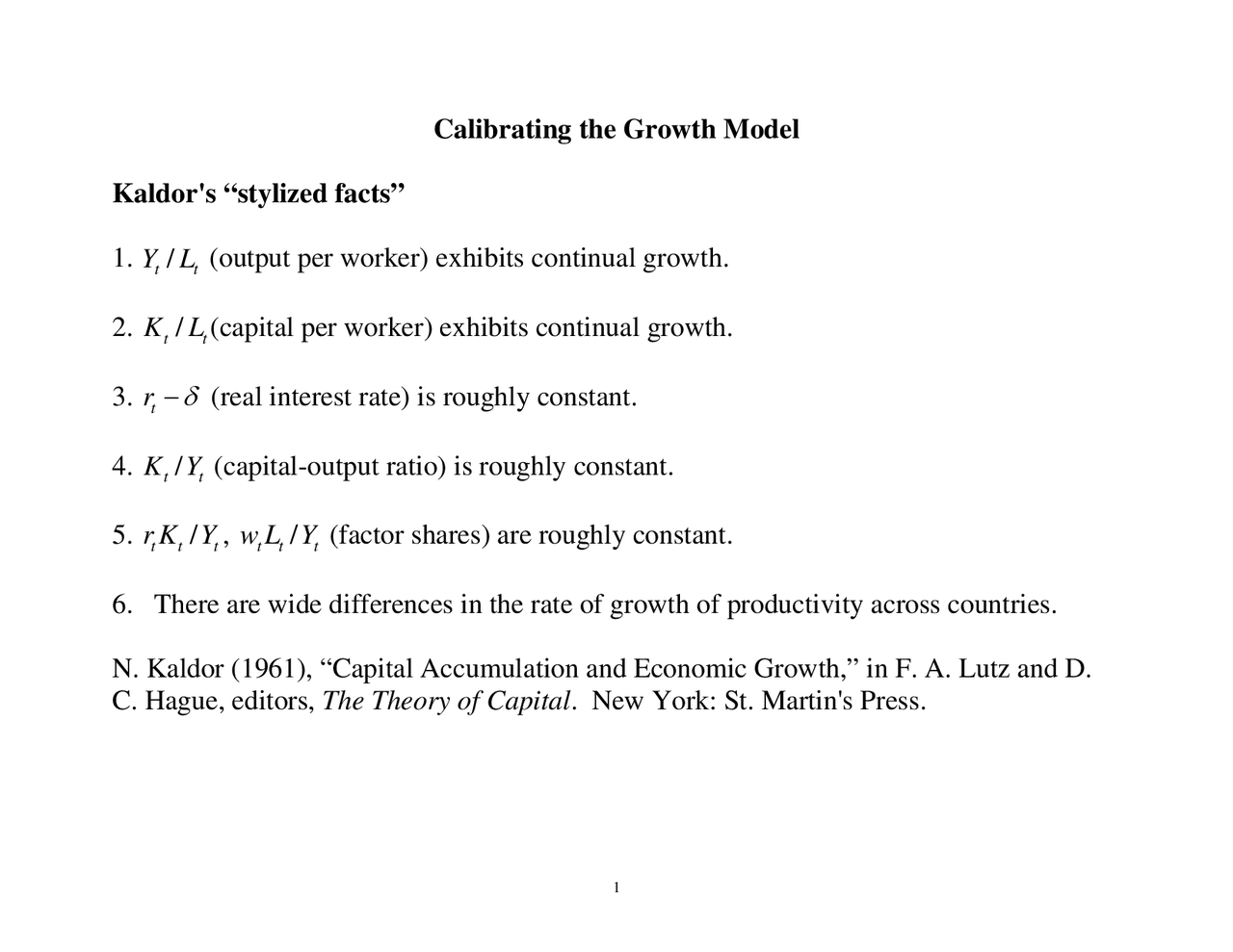 Calibrating The Growth Model Lecture Notes Econs 500 Docsity