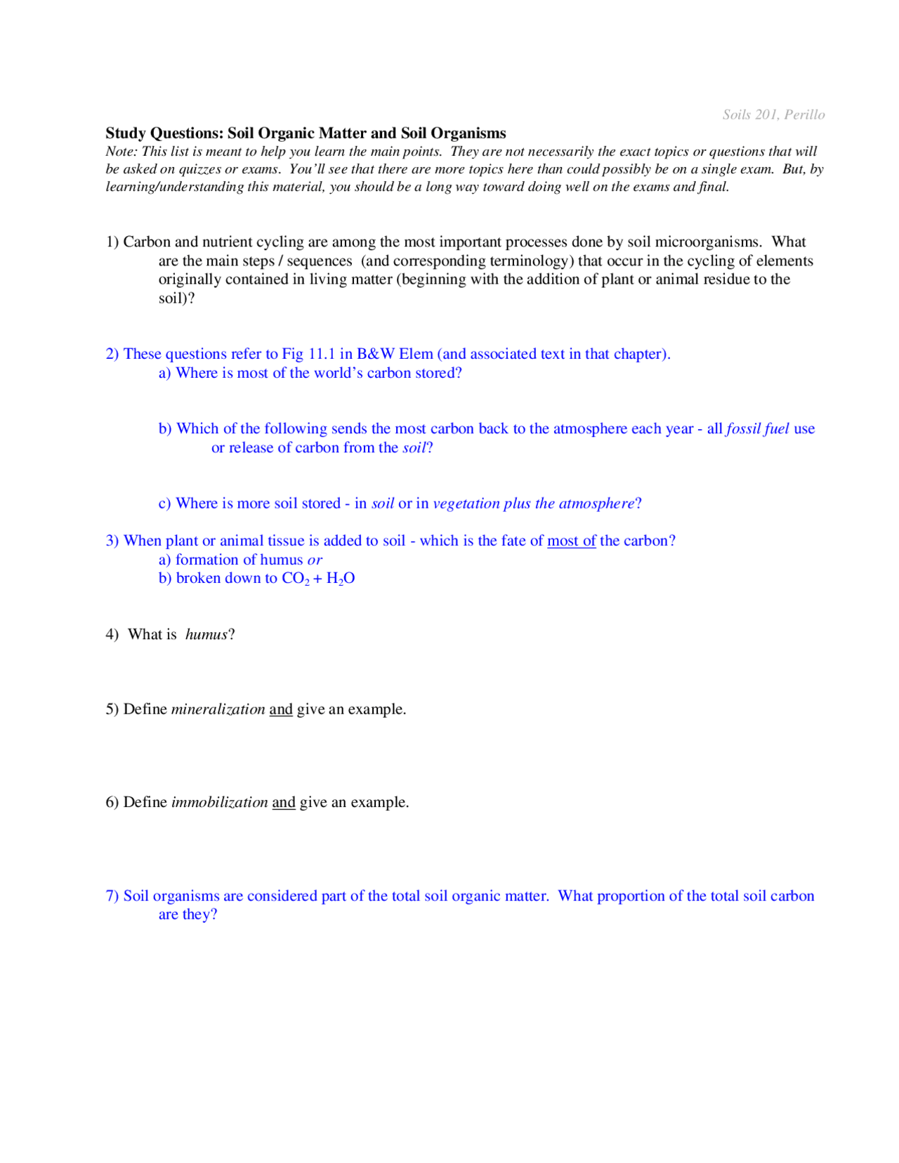 Soil Organic Matter and Soil Organisms | SoilS 201 - Docsity