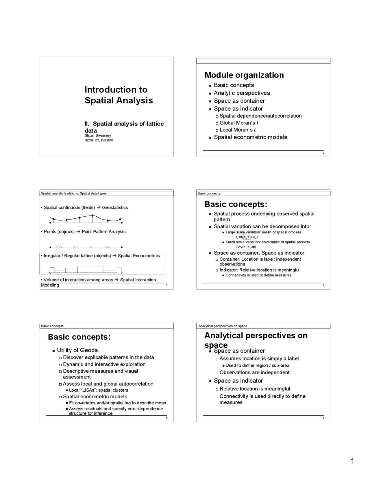 Introduction To Spatial Analysis Slides Geog 172 Docsity
