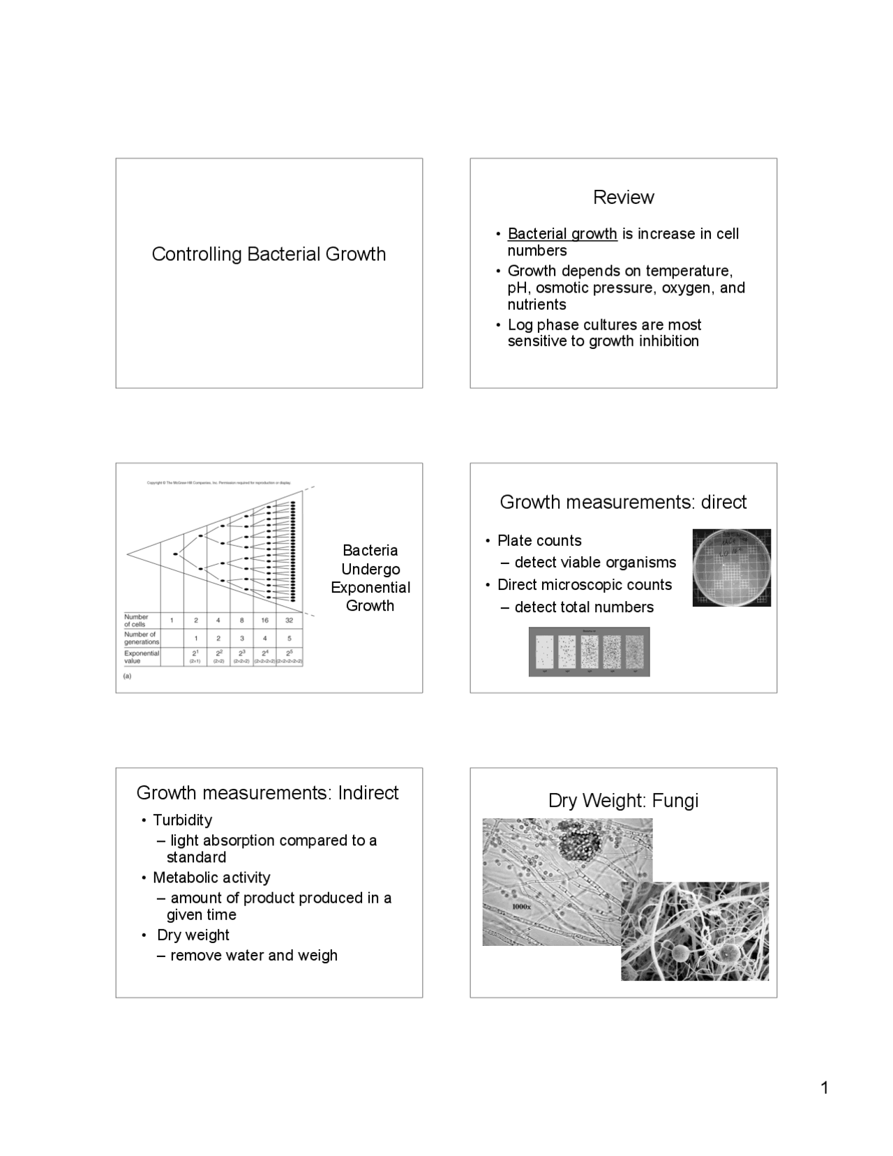 Controlling Bacterial Growth Lecture Slides Mic 205a Docsity