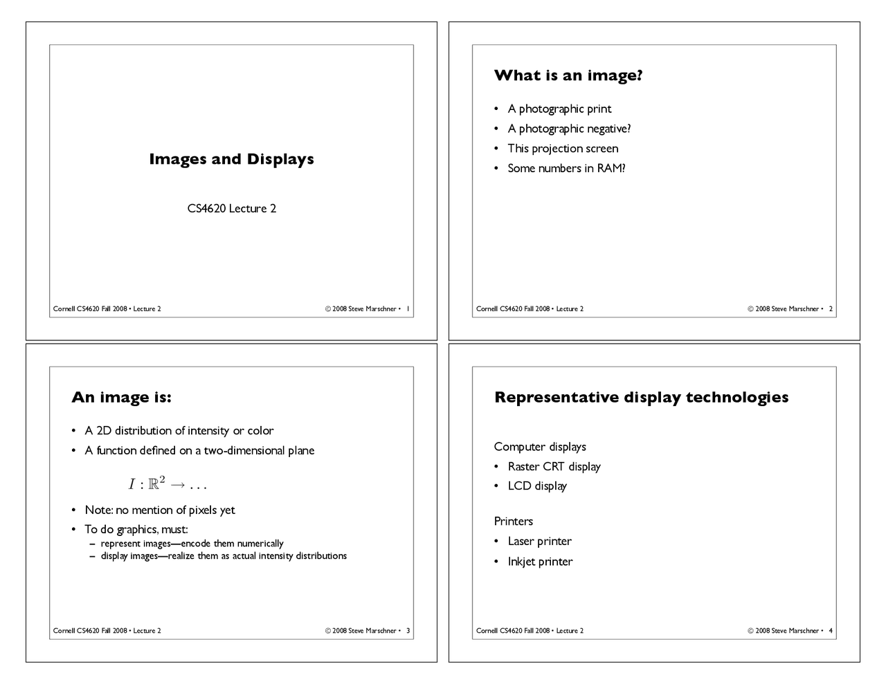 Images And Displays Computer Graphics I Cs 4620 Docsity