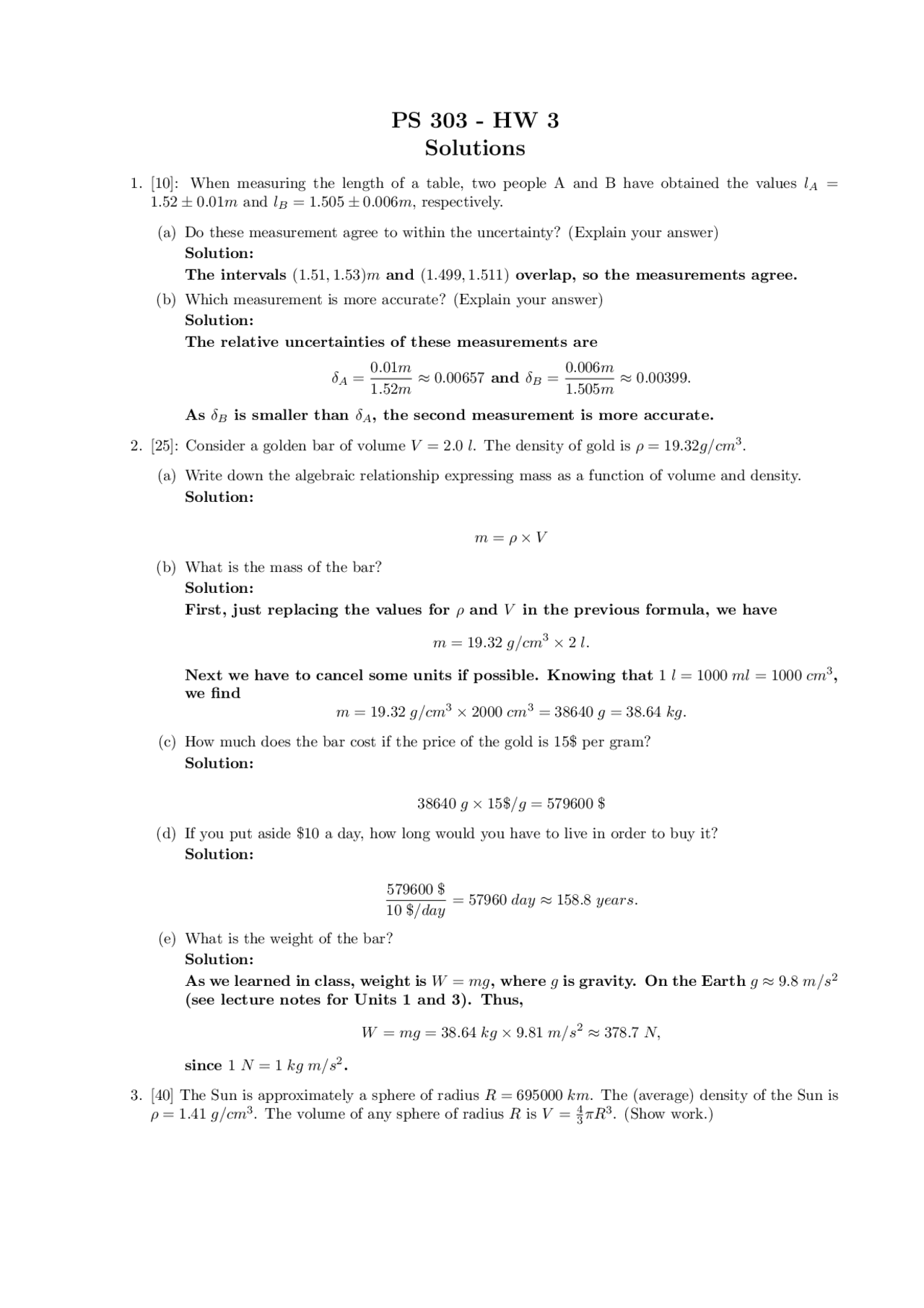 PS 303 - HW 3 Solutions: Measuring Lengths, Volumes, and Densities ...