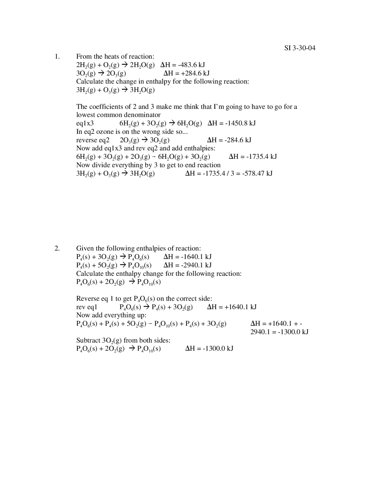 Introductory Chemistry I Solved Assignment Che 1101 Docsity