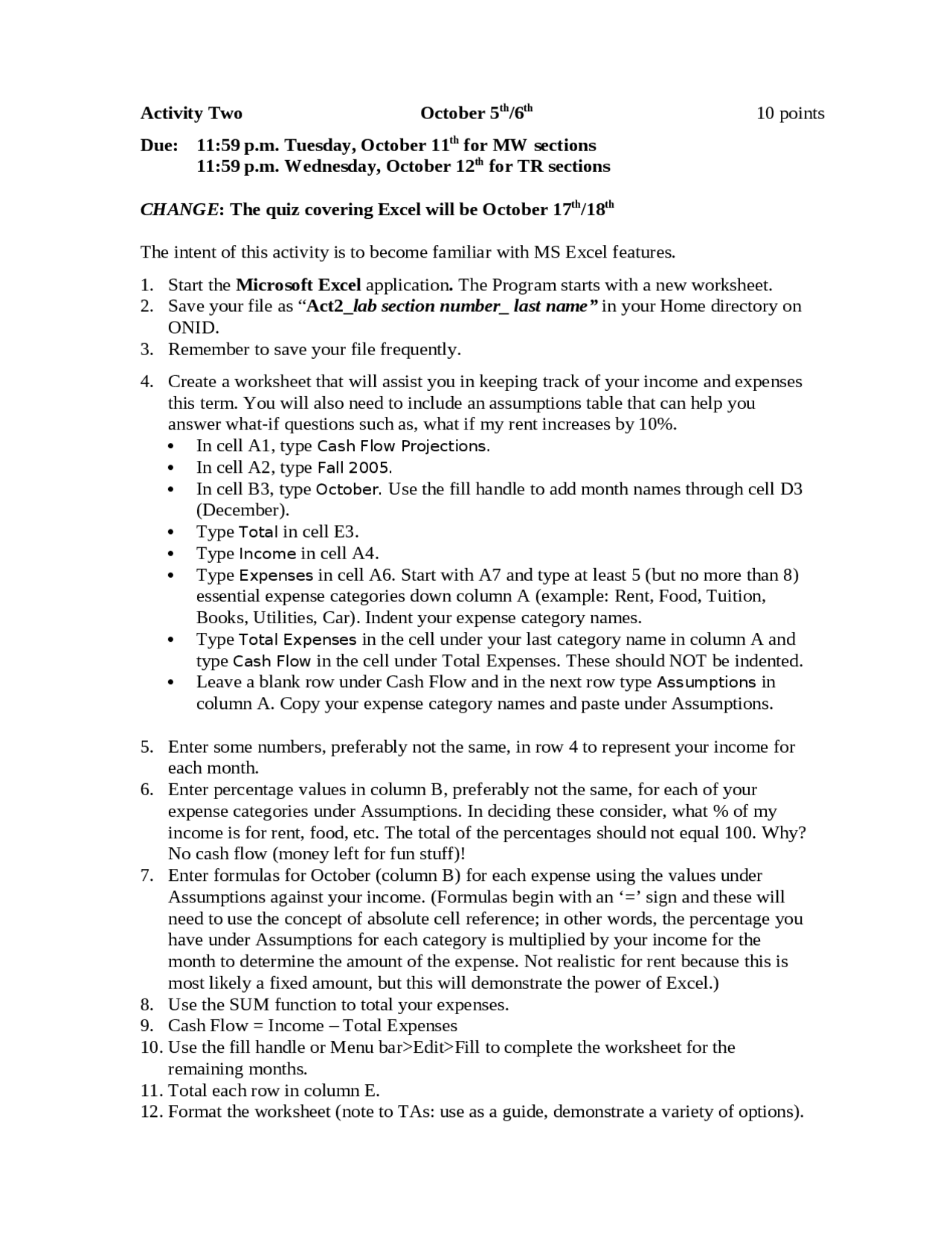 Computer Applications And Implications Practice Activity Two Cs 101 Docsity