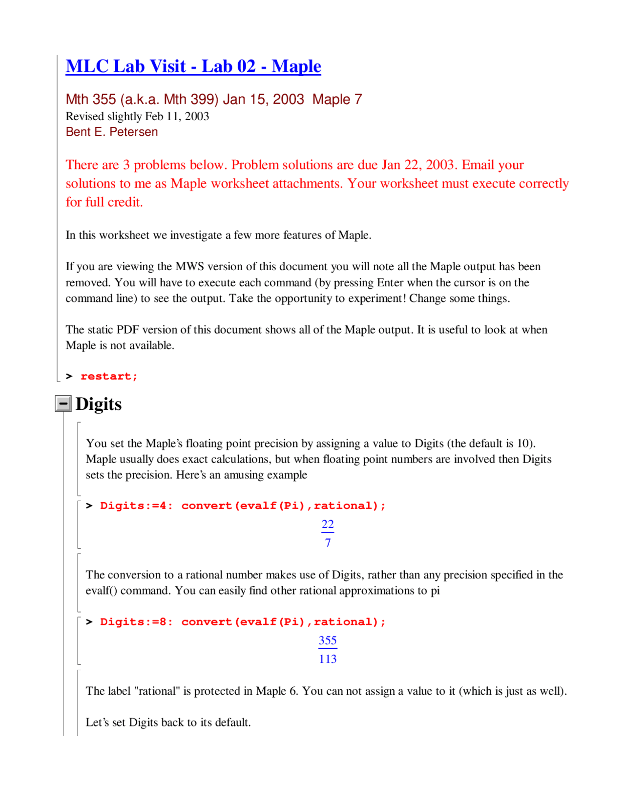 Mlc Lab Visit Lab 2 Discrete Mathematics Mth 355 Docsity