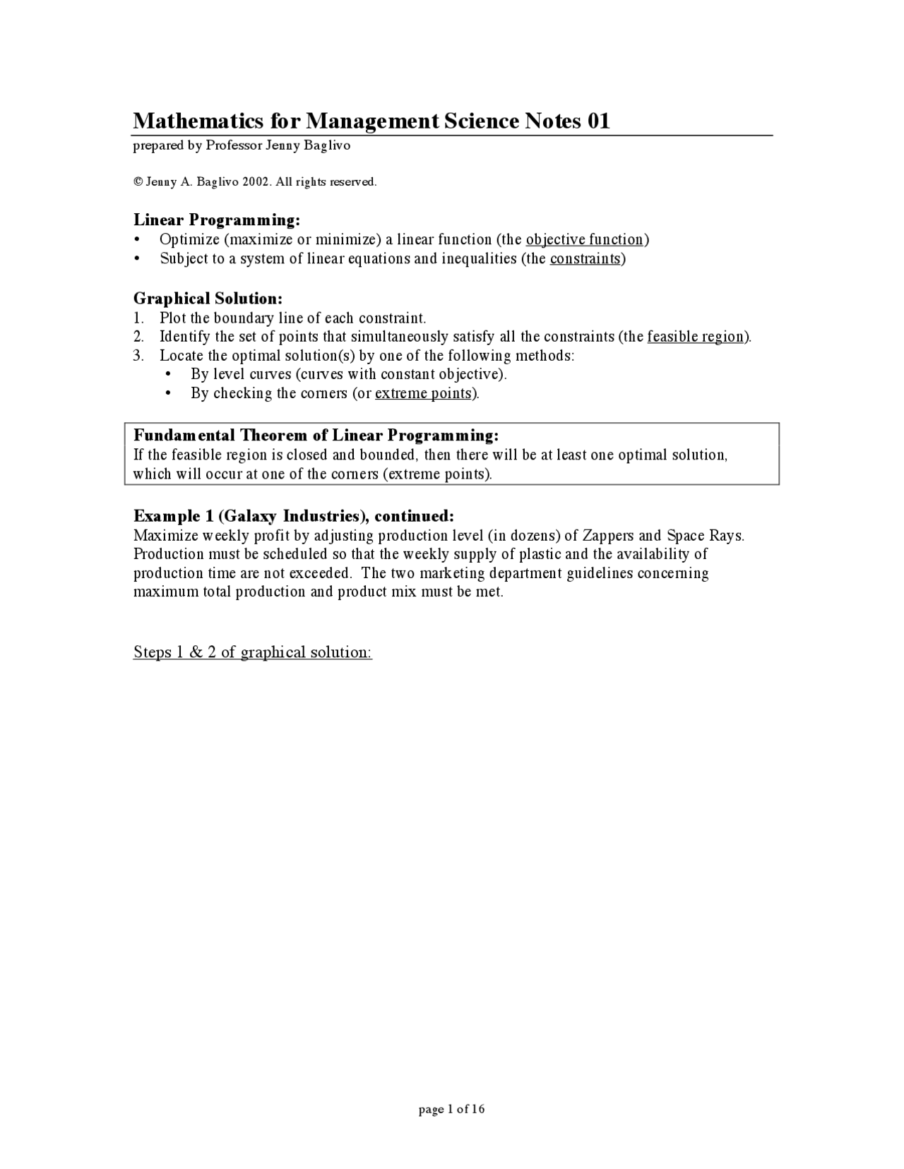 Linear Programming - Mathematics for Management Science | MT 235 - Docsity