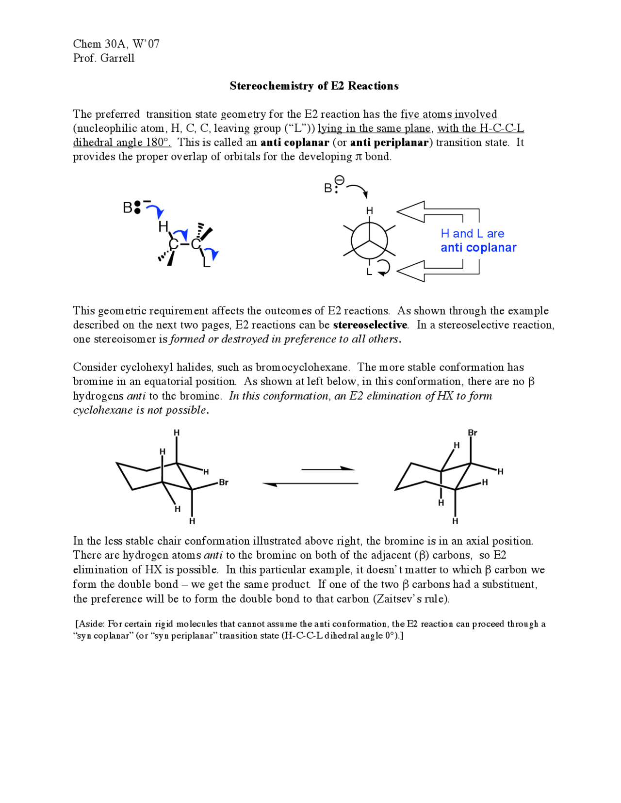 Notes Stereochemistry of E2 Reactions - Structure and Reactivity | CHEM ...