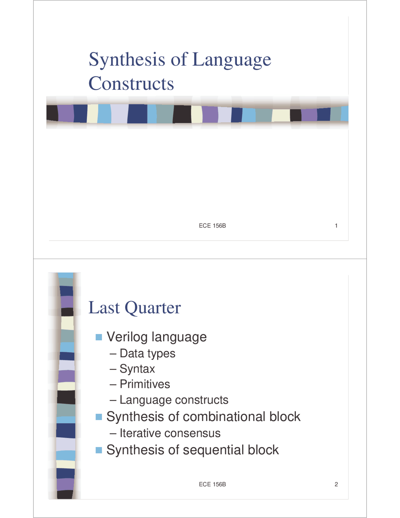 Synthesis of Language Constructs - Lecture Slides | EEMB 156 - Docsity