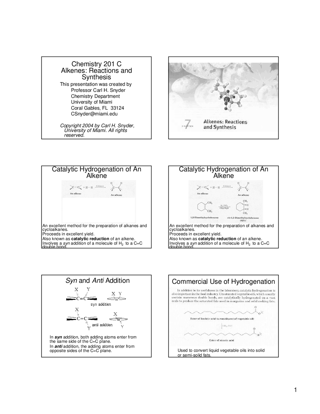 Alkenes Reactions And Synthesis Organic Chemistry I Chm 201 Docsity
