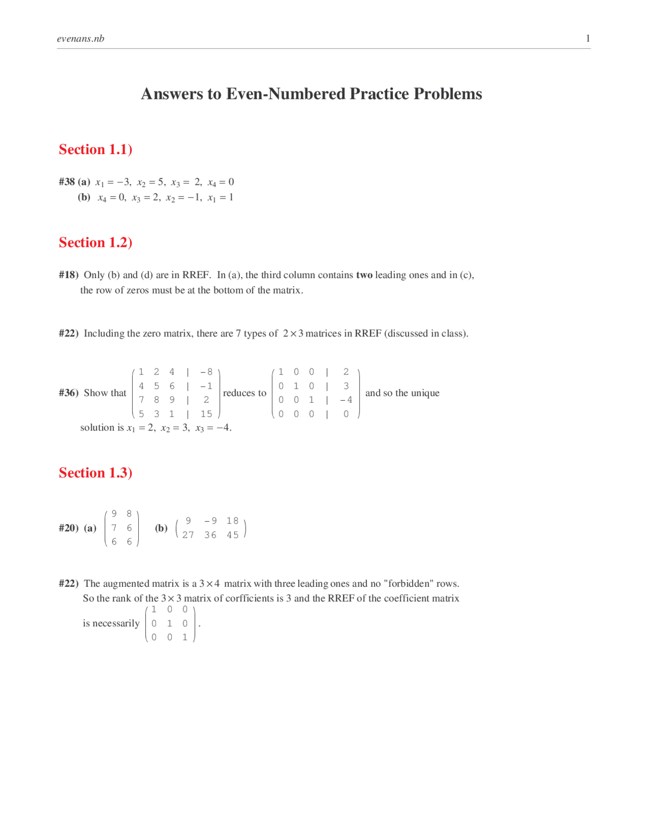 Solved Assignment 4 Linear Algebra Math 124 Docsity