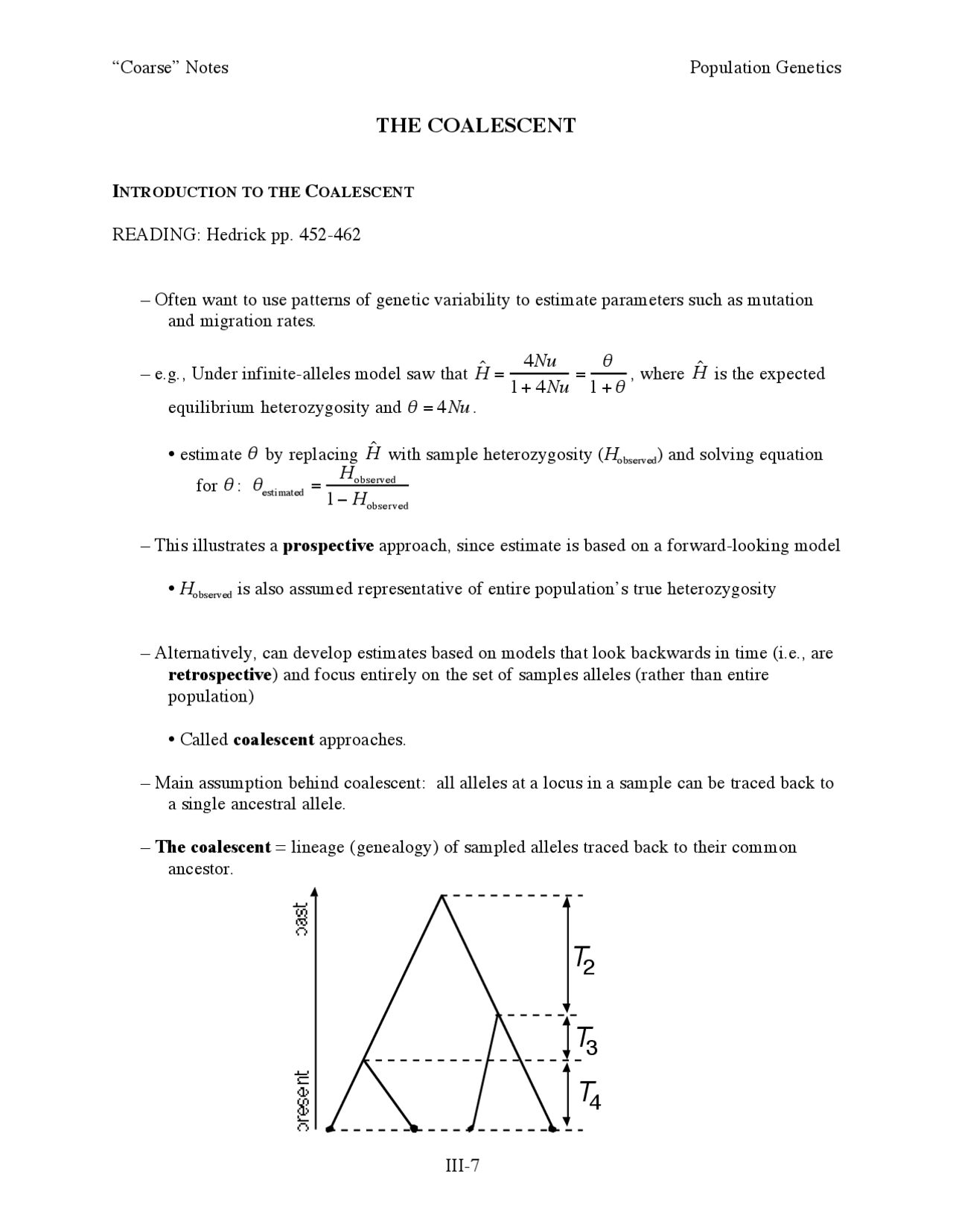 Introduction To The Coalescent Introduction To Population Genetics