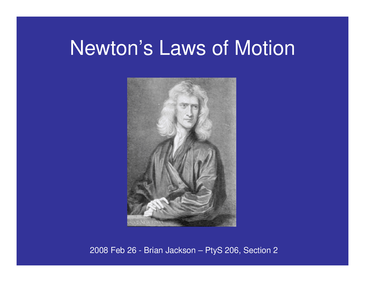 Lecture Slides On Newtons Law Of Motion Ptys 206 Docsity