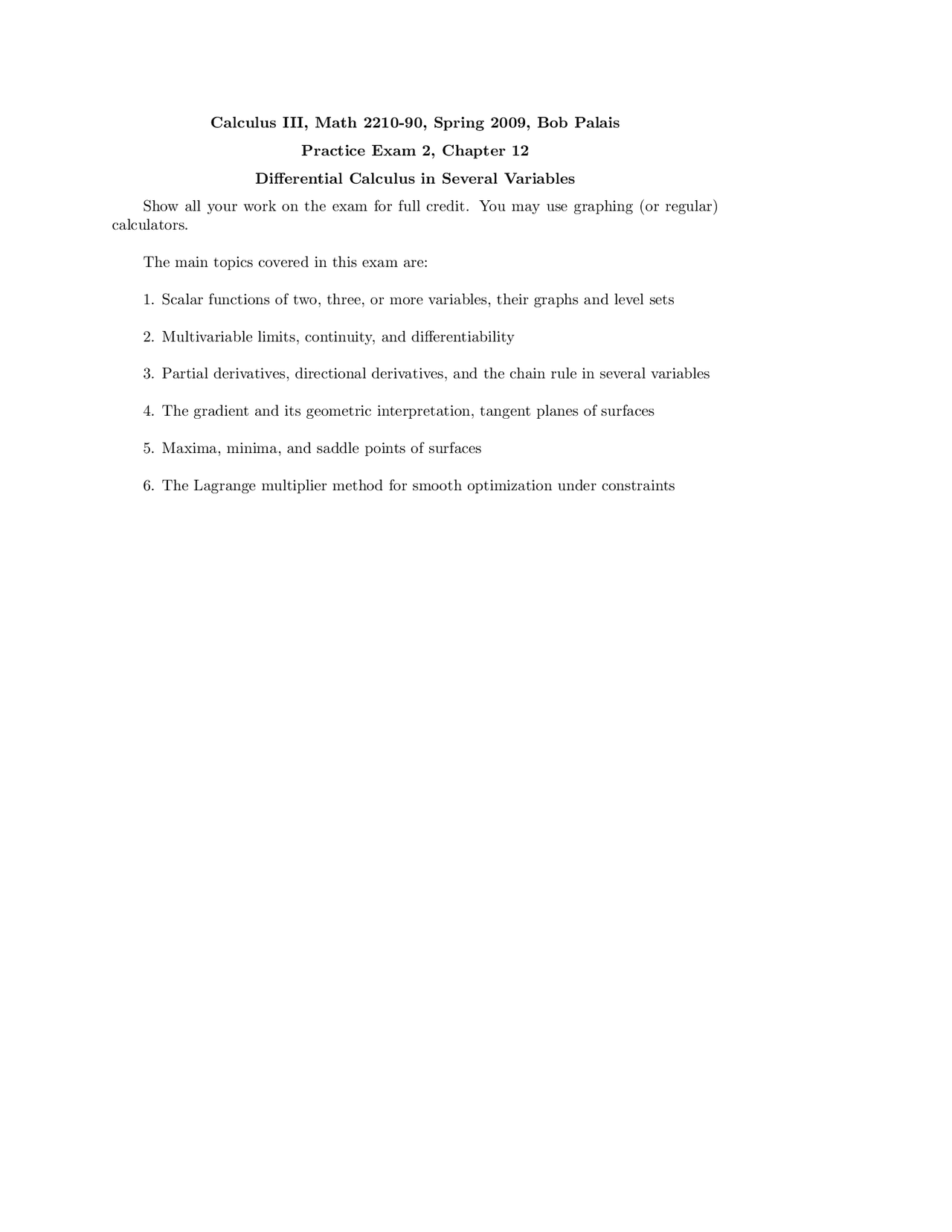 5 Solved Problems on Differential Calculus in Several Variables - Exam | MATH 2210 | Exámenes ...