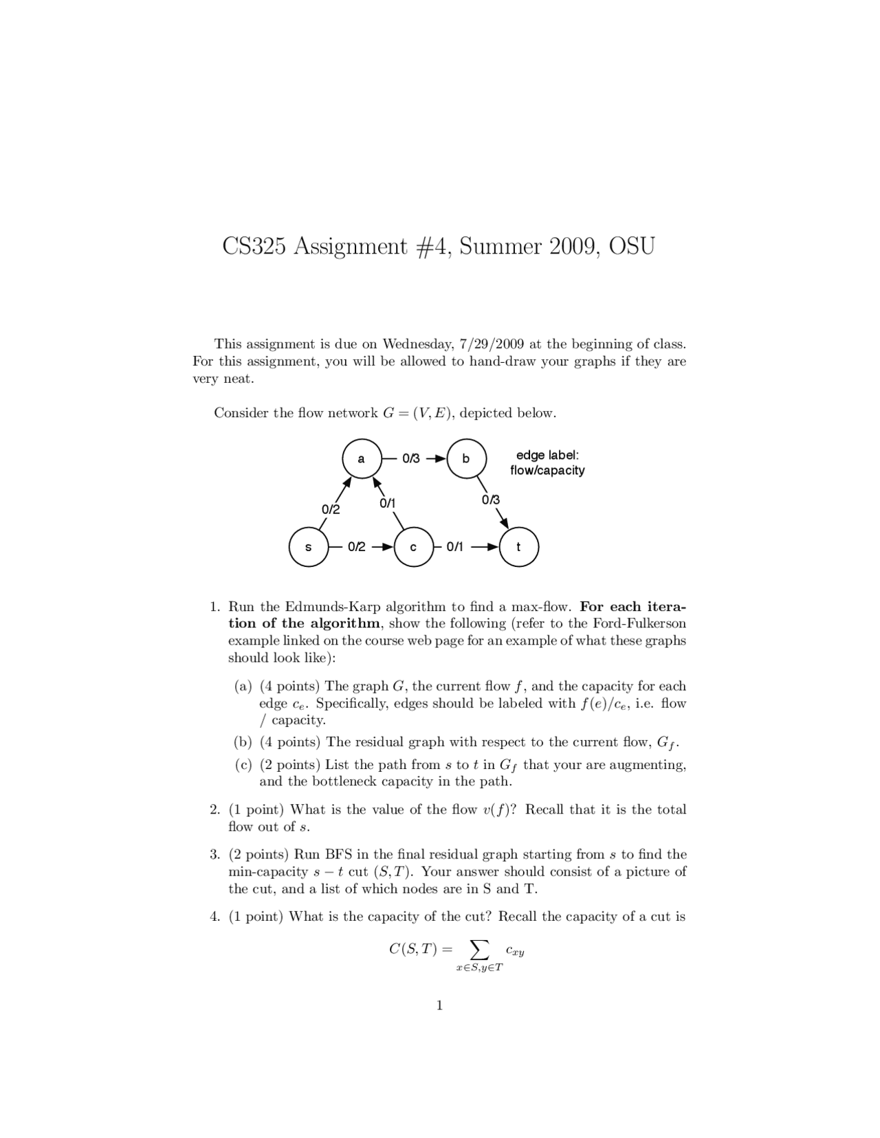 Assignment 4 Problems - Analysis of Algorithms | CS 325 - Docsity