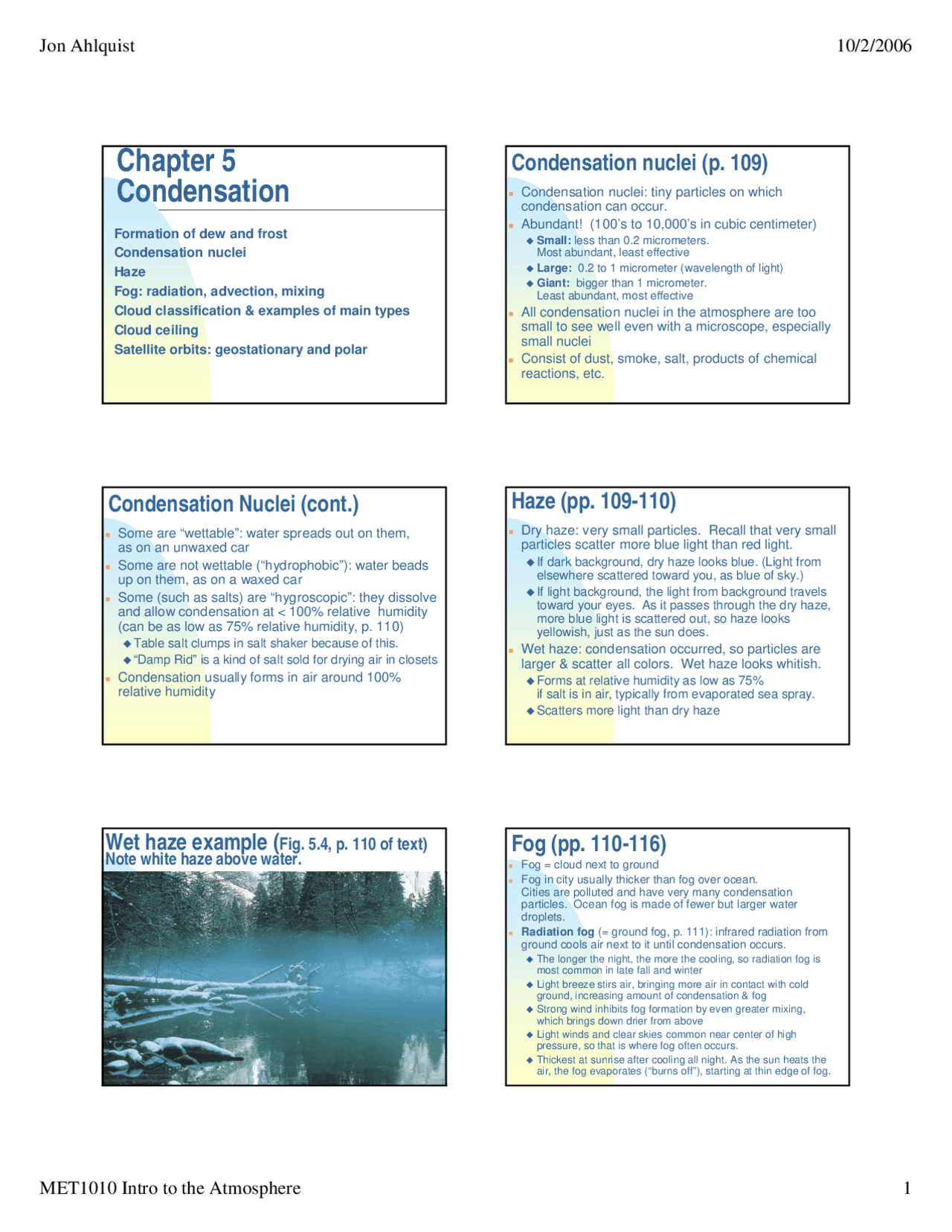 Condensation Nuclei Lecture Slides Met 1010 Docsity