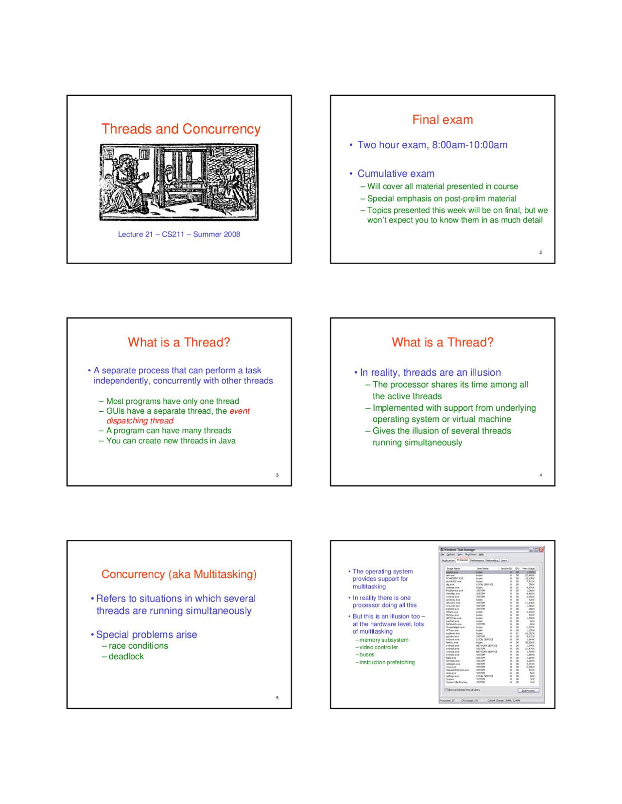 Threads And Concurrency Lecture Slides Cs 2110 Docsity