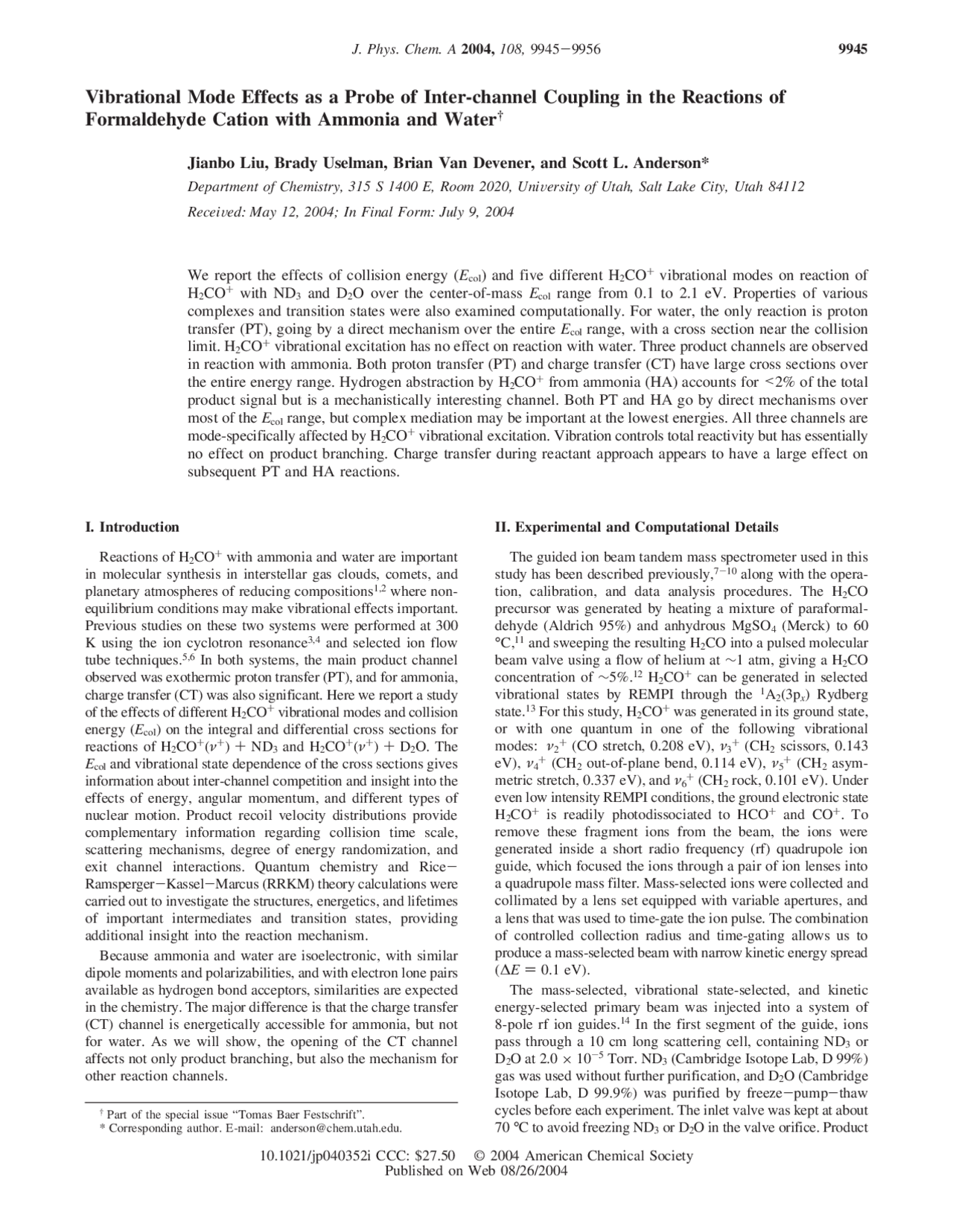 Vibrational Mode Effects as a Probe of Inter-Channel Coupling in ...