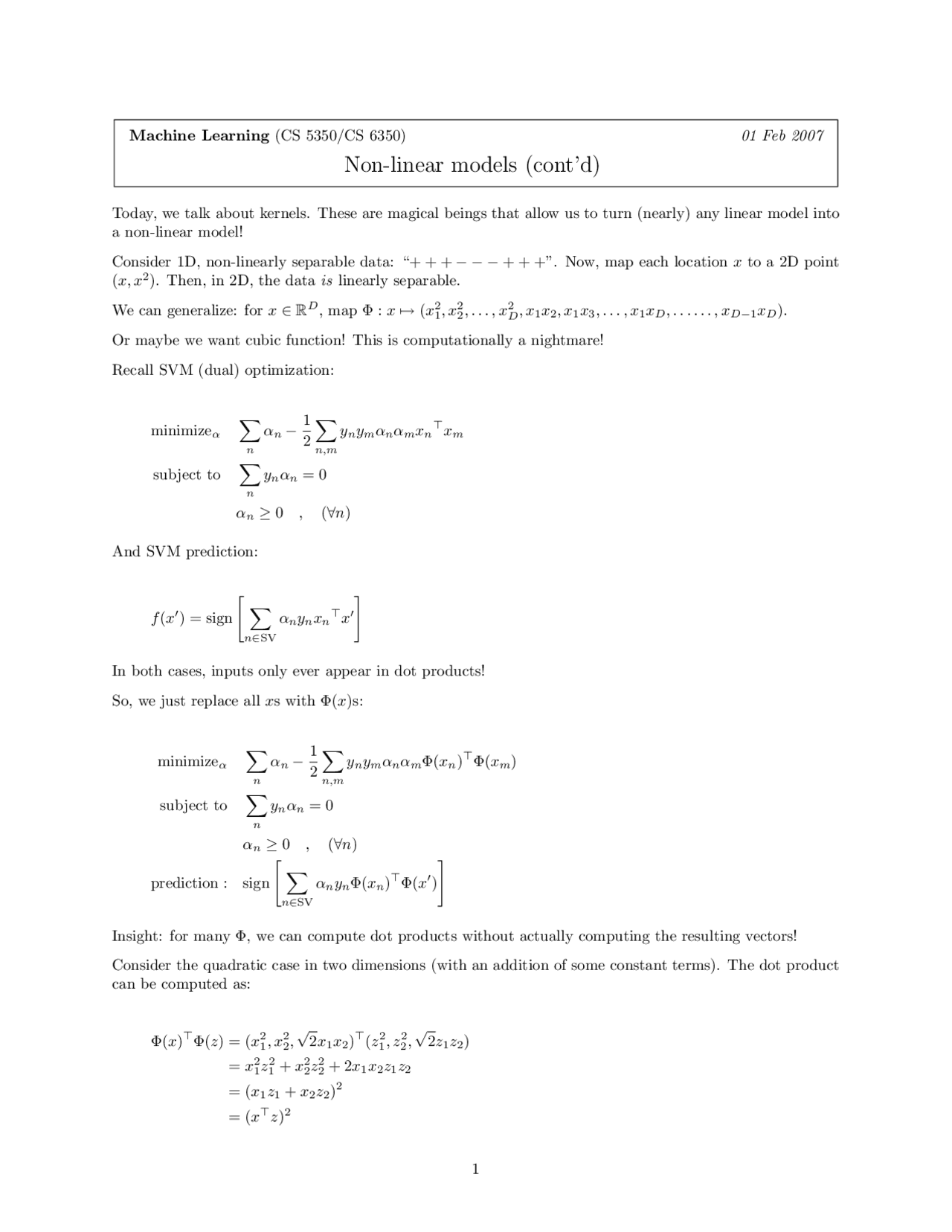 Non Linear Models Exam Review Sheet Cs 5350 Docsity