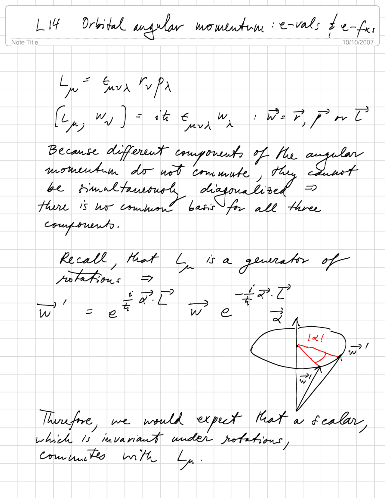 Handwritten Notes On Orbital Angular Momentum Phy 5645 Docsity