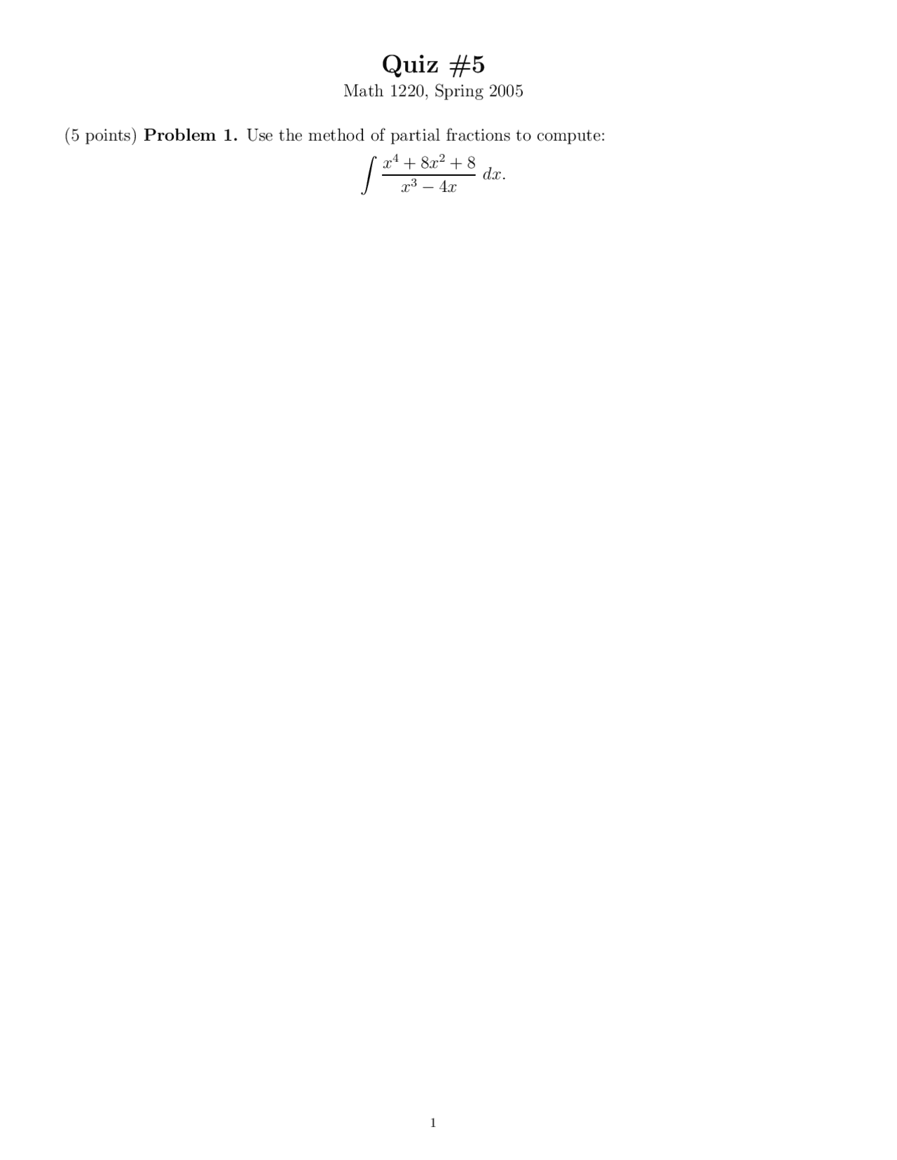2 Unsolved Problems In Quiz 5 Introduction To Calculus Ii Math 1220