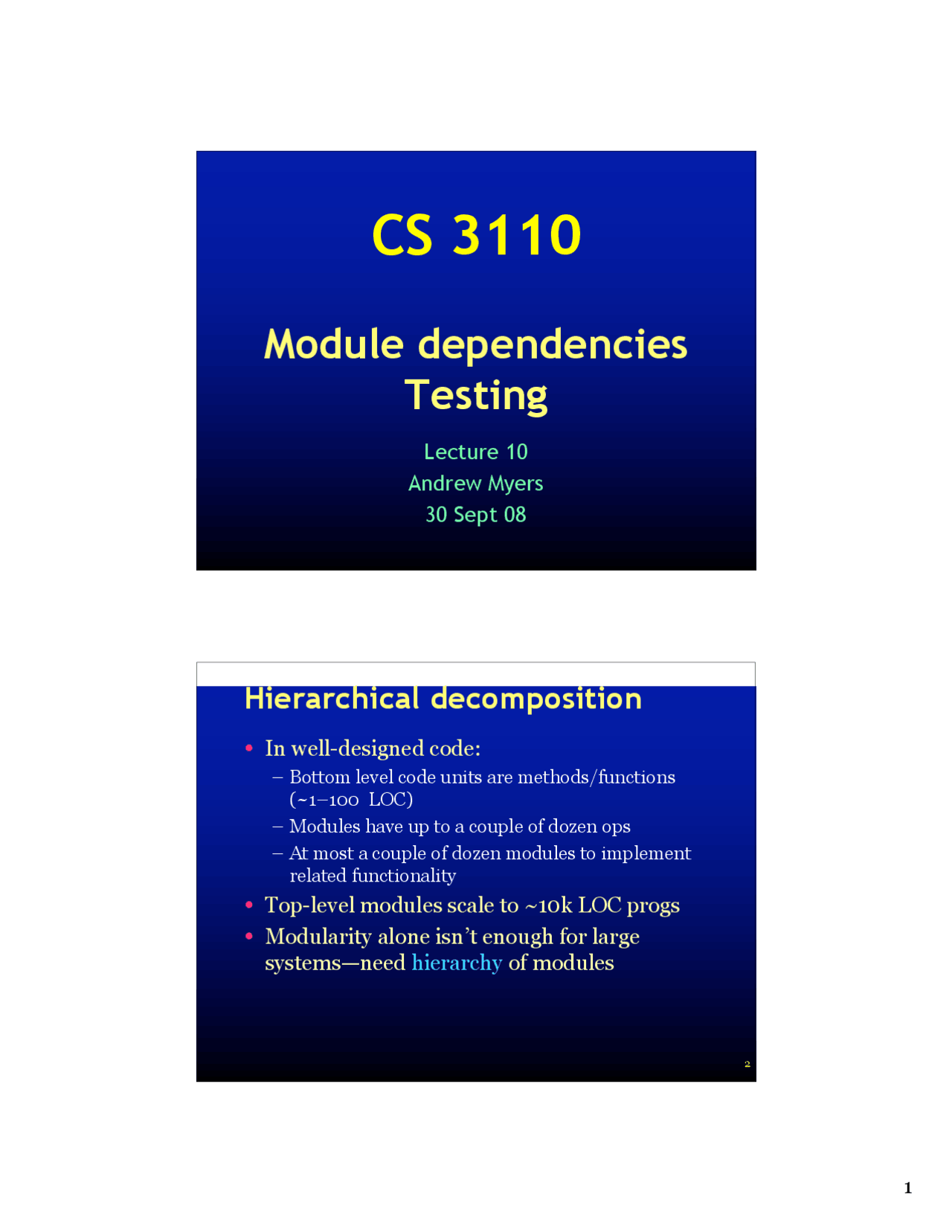 Lecture Slides on Module Dependencies Testing | CS 3110 | Study notes ... Lecture Slides on Module Dependencies Testing | CS 3110 | Study notes ...