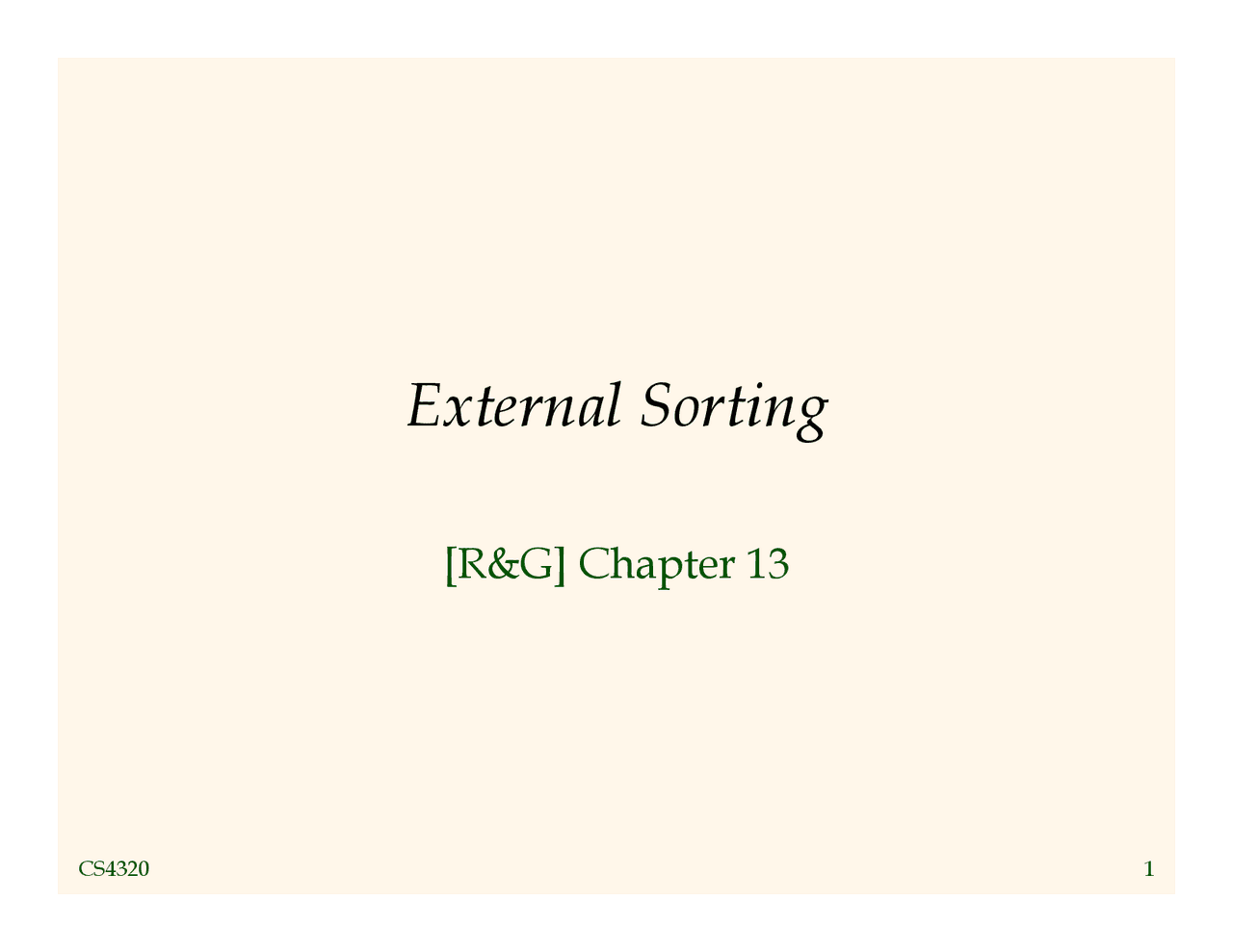 External Sorting Introduction To Database Systems Cs 4320 Docsity