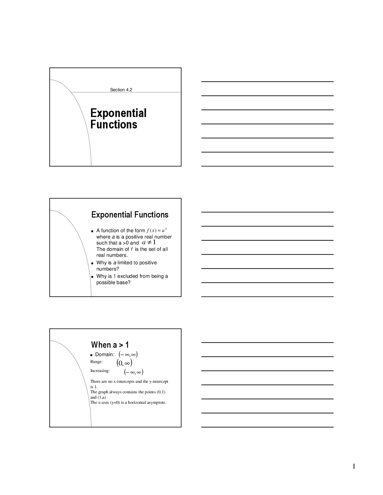 Exponential Functions Lecture Notes Mac 1140 Docsity