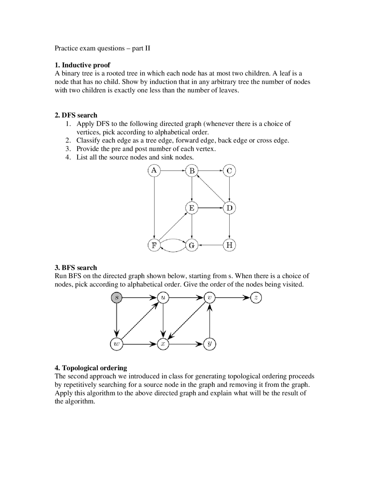 5 Problems On Analysis Of Algorithms Practice For Final Examination Cs 325 Docsity