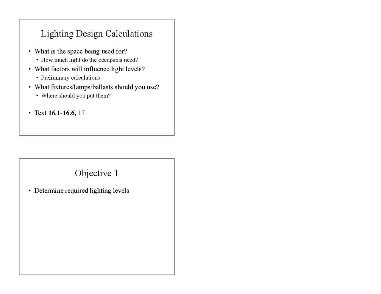 Lighting Design Calculations - Lecture Slides | ARE 346N - Docsity
