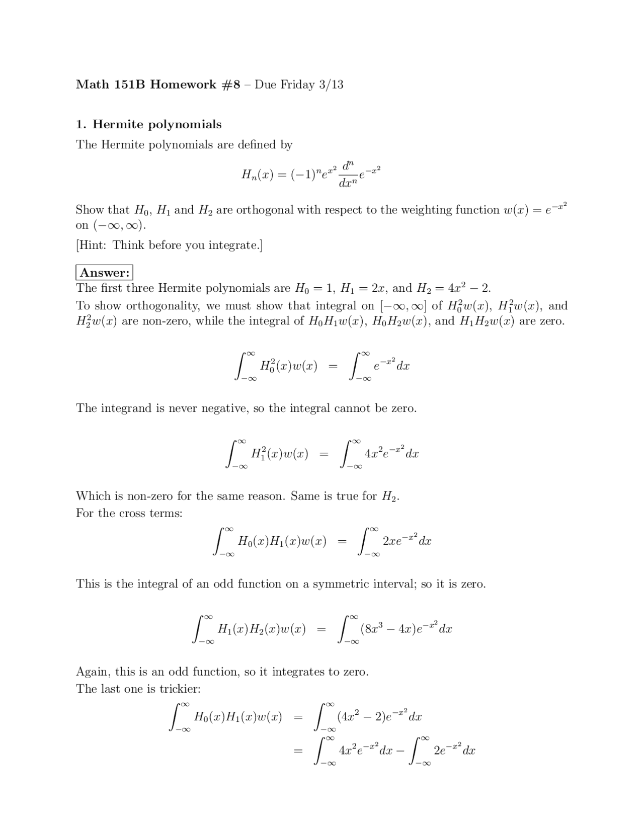Resolution For Homework 8 Applied Numerical Methods Math 151a Docsity 