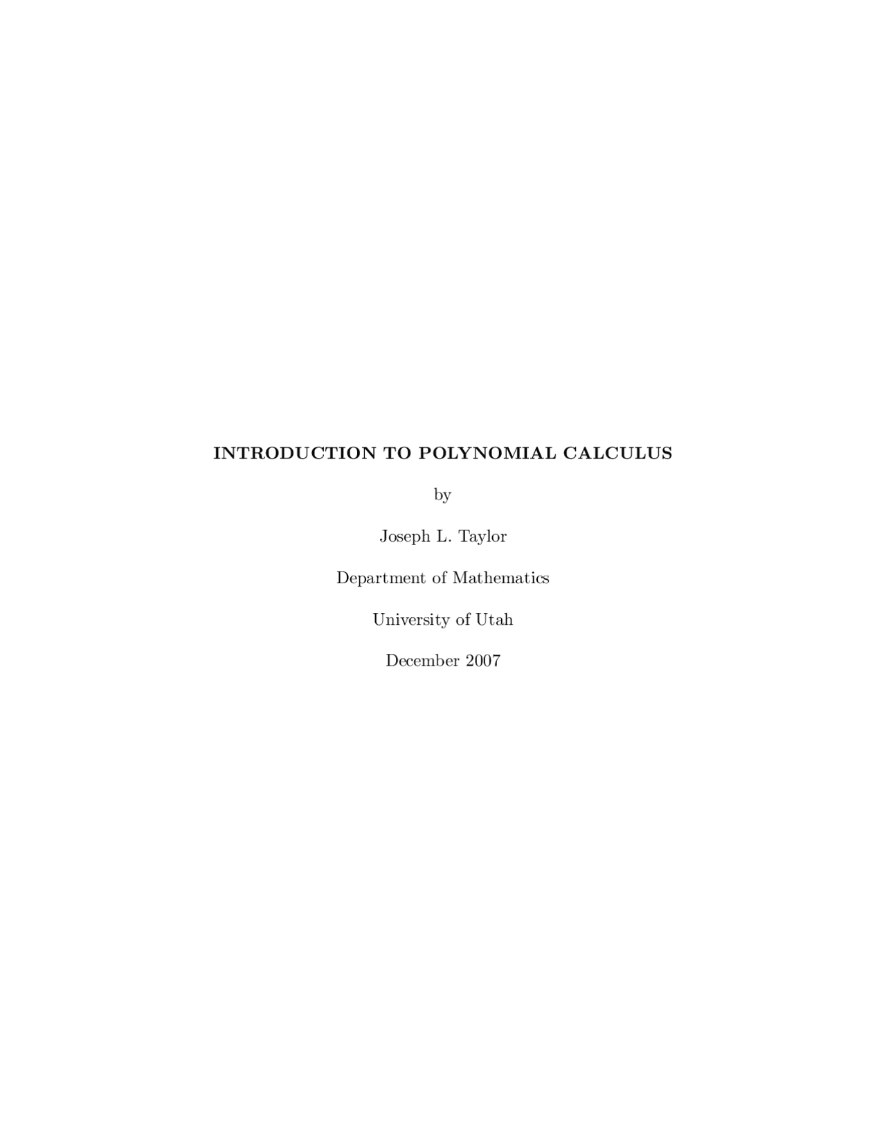 Introduction to Polynomial Calculus - Examples with Solution Key | MATH 1210 - Docsity