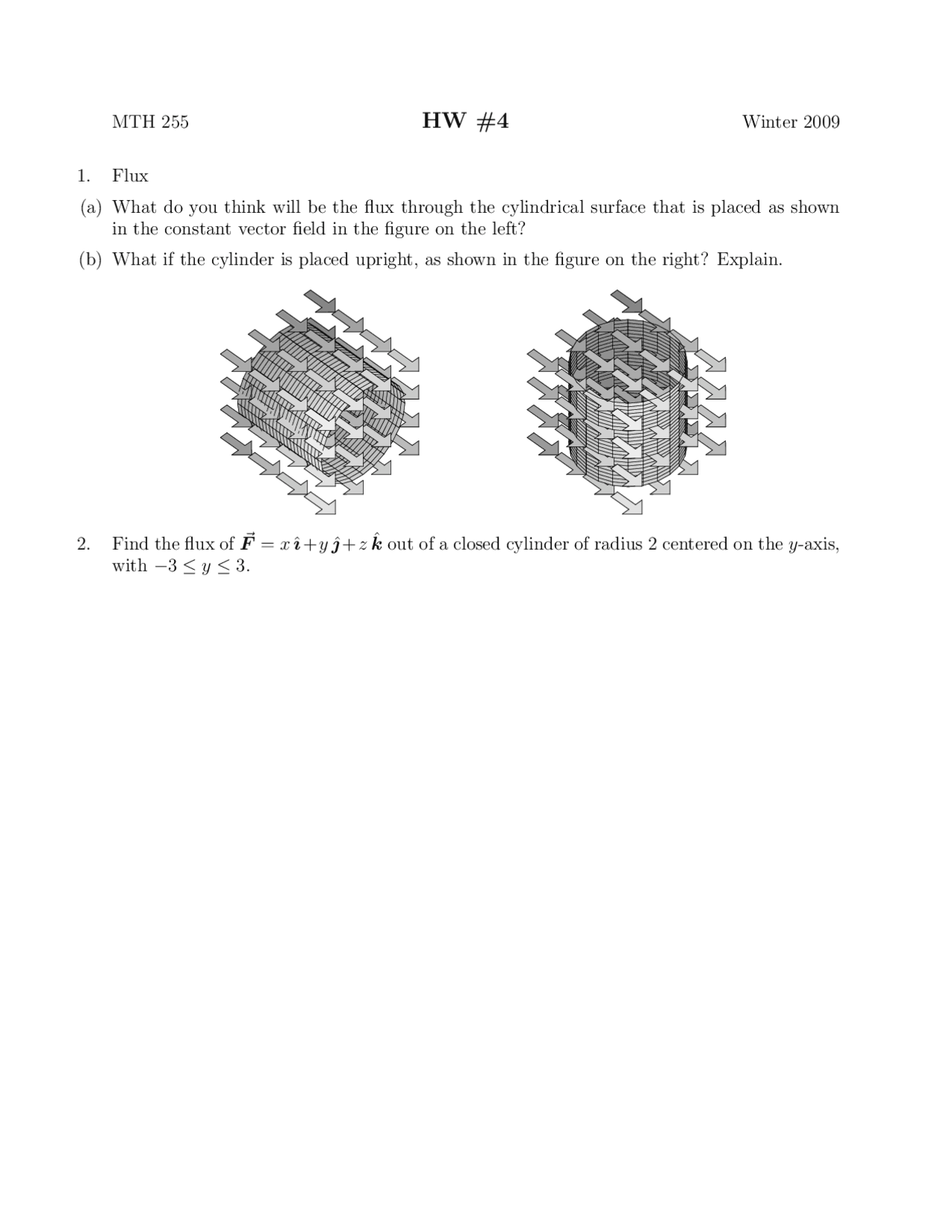 Homework 4 Questions For Vector Calculus Ii Mth 255 Docsity