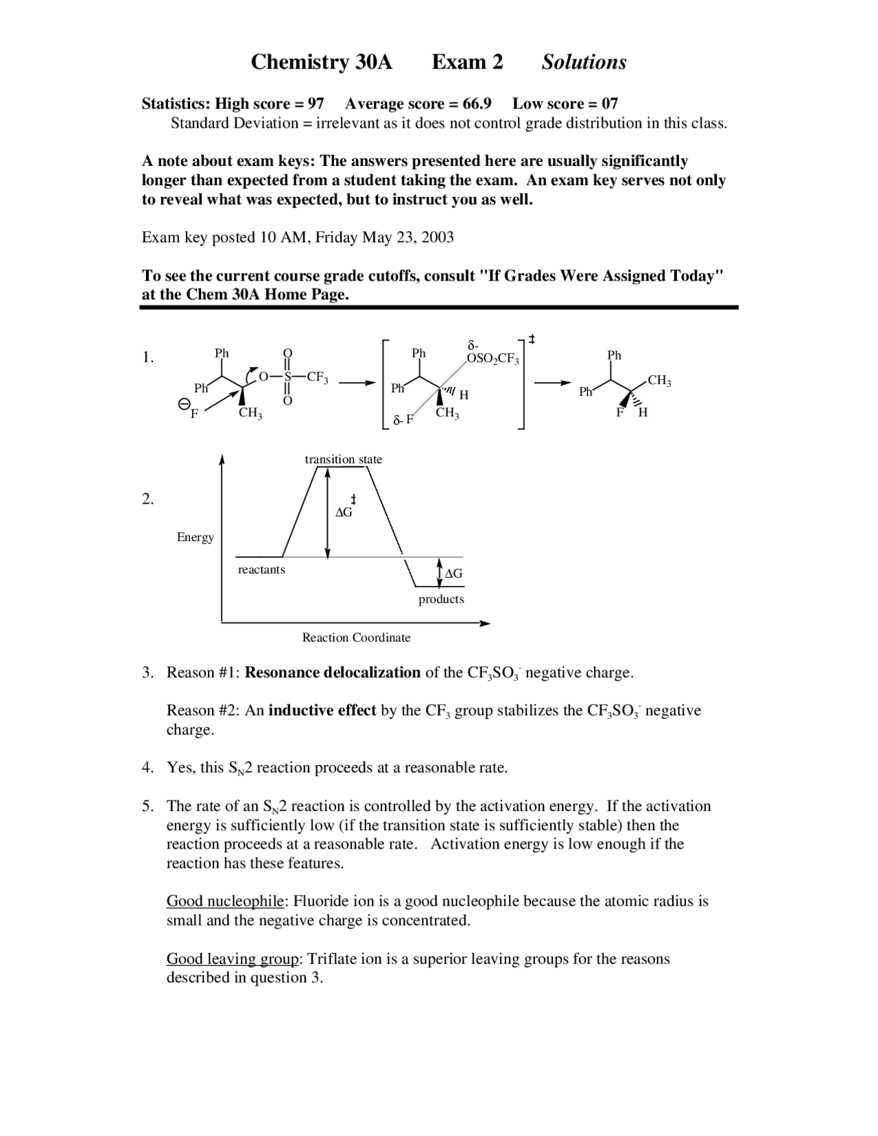 Exam 2 Solution Organic Chemistry I Structure And Reactivity Chem