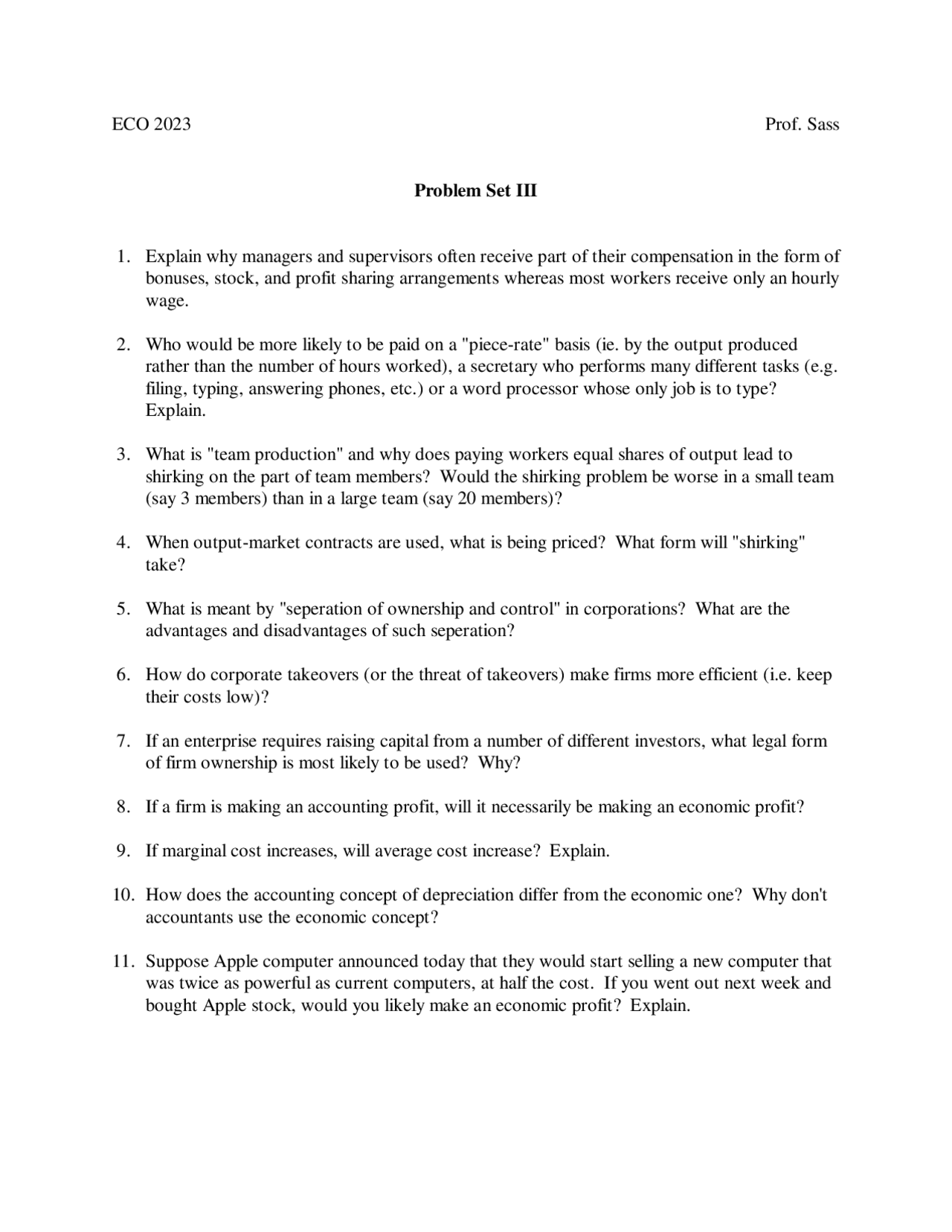 Problem Set Iii Honors Principle Of Microeconomic Eco 2023 Docsity