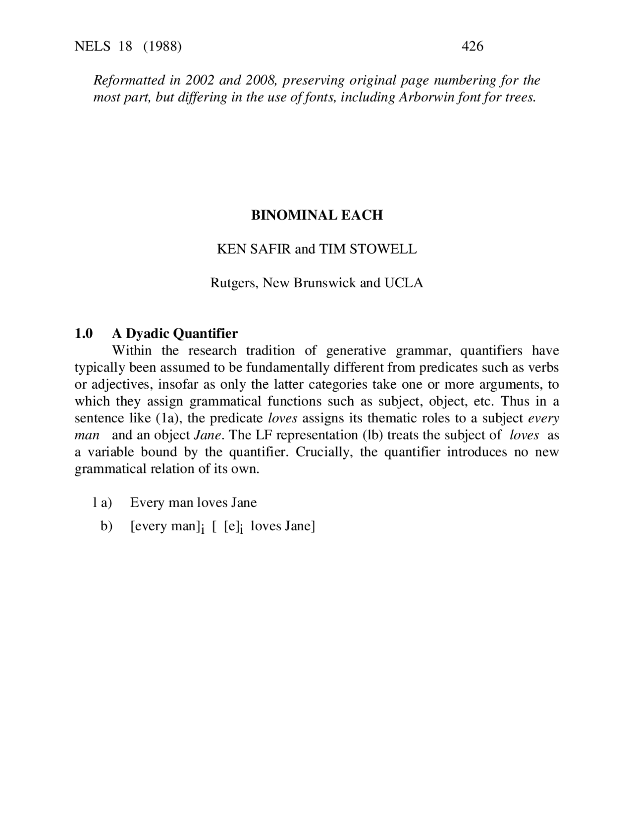 Binominal Each, Ken Safir and Tim Stowell - Literary Theory | ITALIAN ...