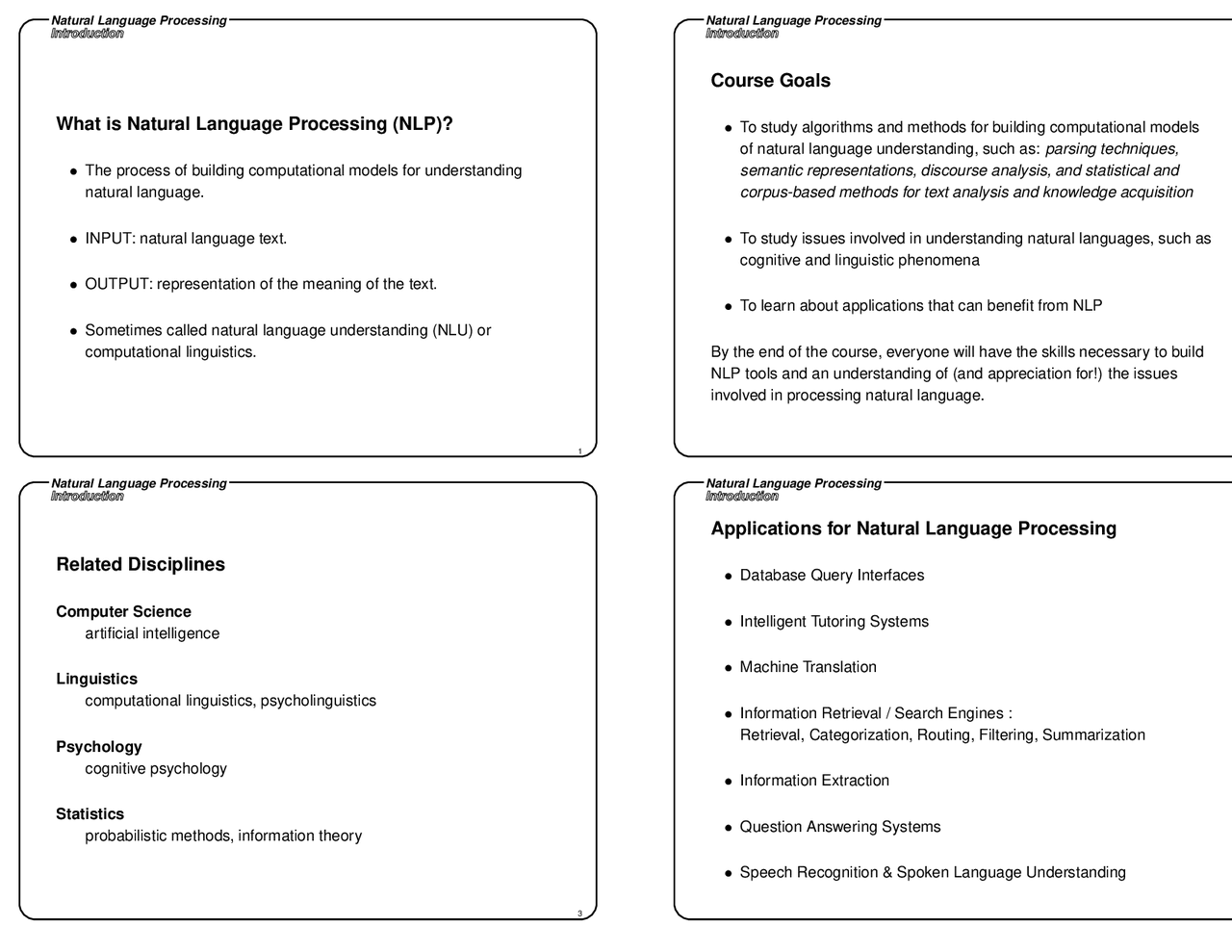 Lecture Slides On Natural Language Processing Cs 5340 Docsity