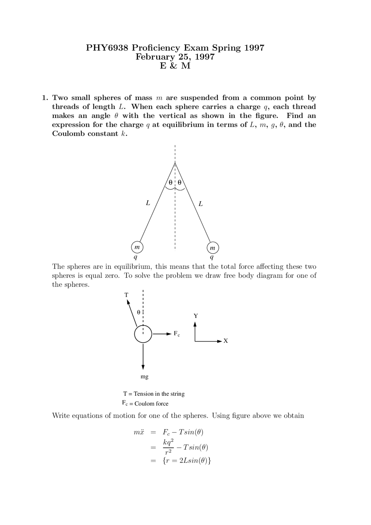 Proficiency Exam with Solutions - Graduate Problem Solving | PHY 6938 ...